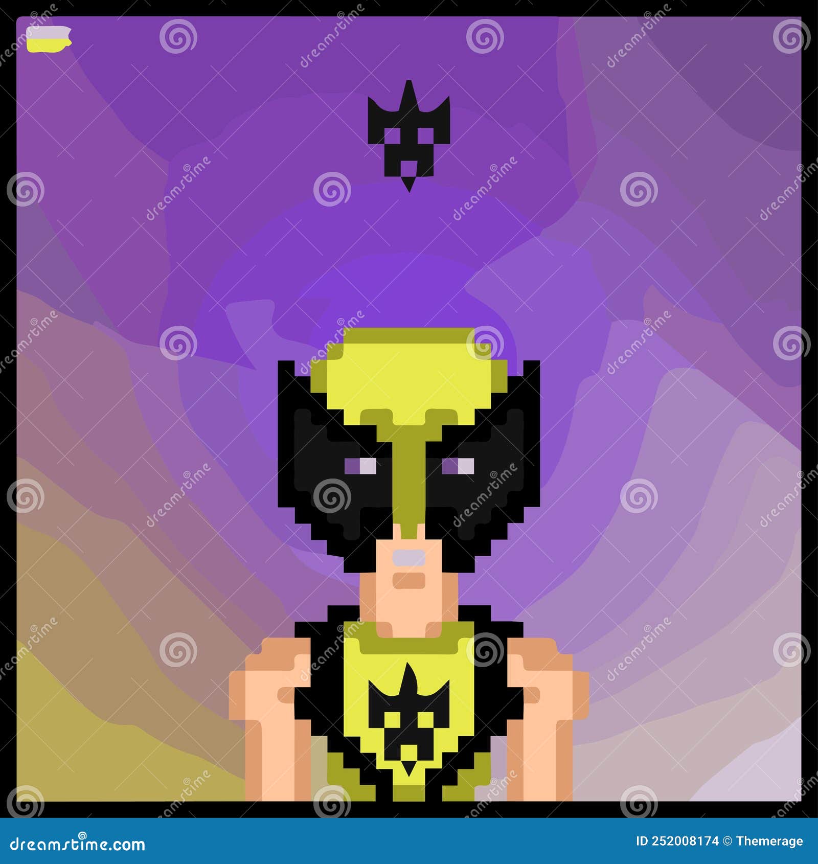 Cartoon Character in Pixel Vector Art Using a Color Filled Background ...