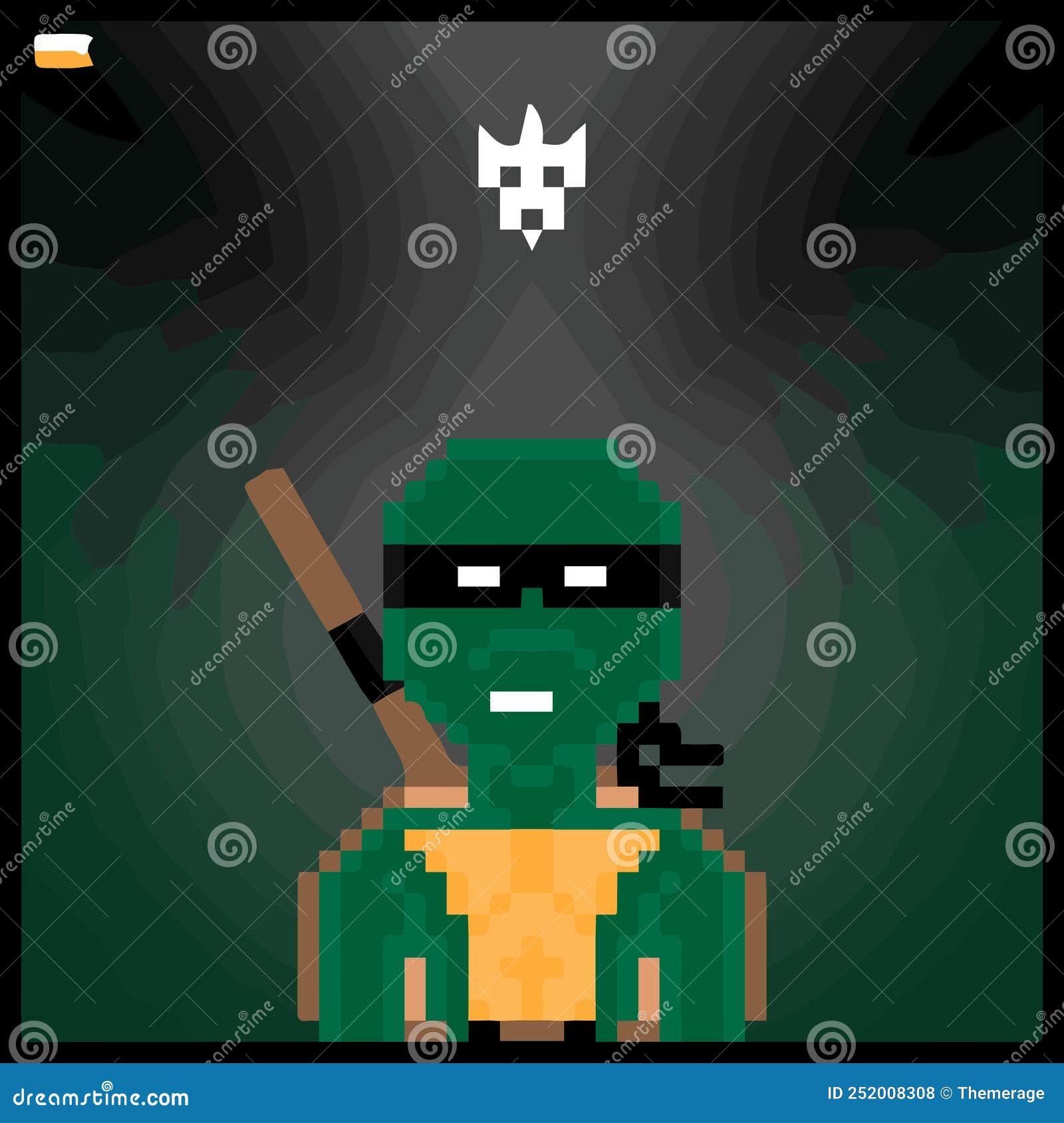Cartoon Character in Pixel Vector Art Using a Color Filled Background ...