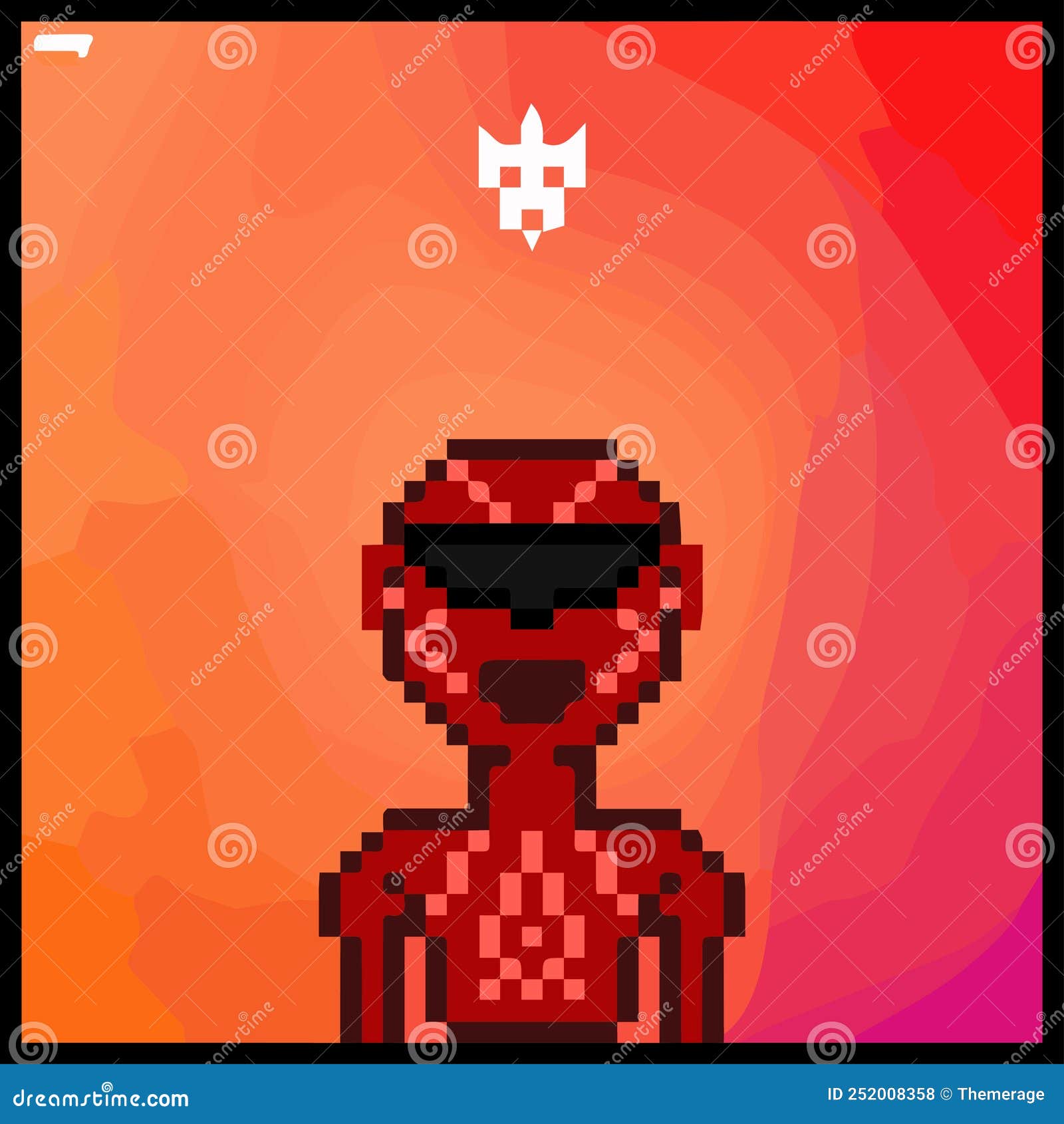 Cartoon Character in Pixel Vector Art Using a Color Filled Background ...