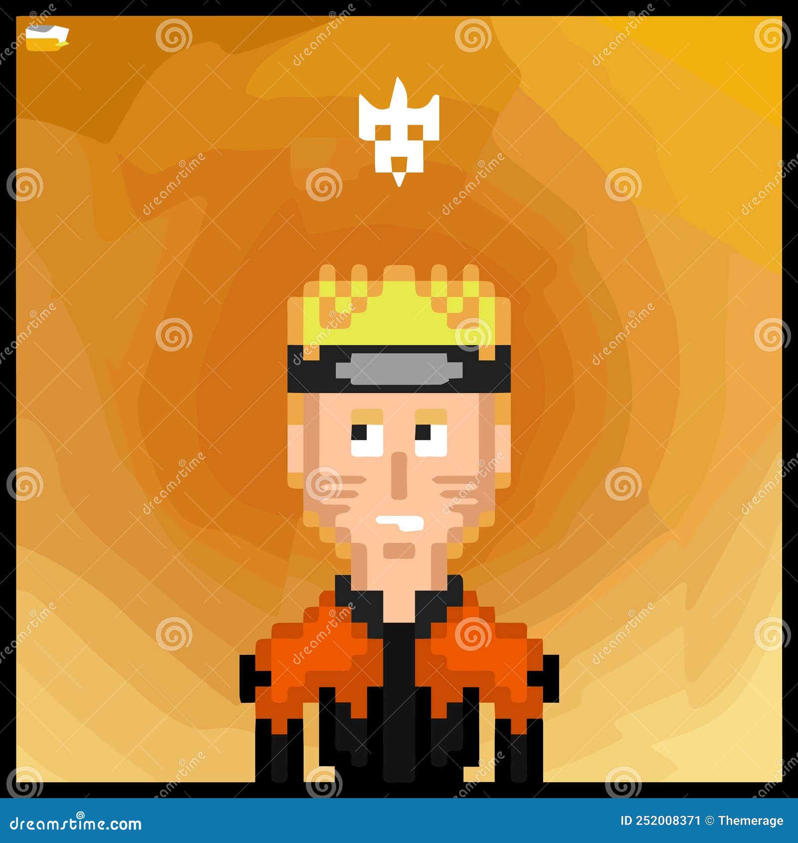 Cartoon Character in Pixel Vector Art Using a Color Filled Background ...
