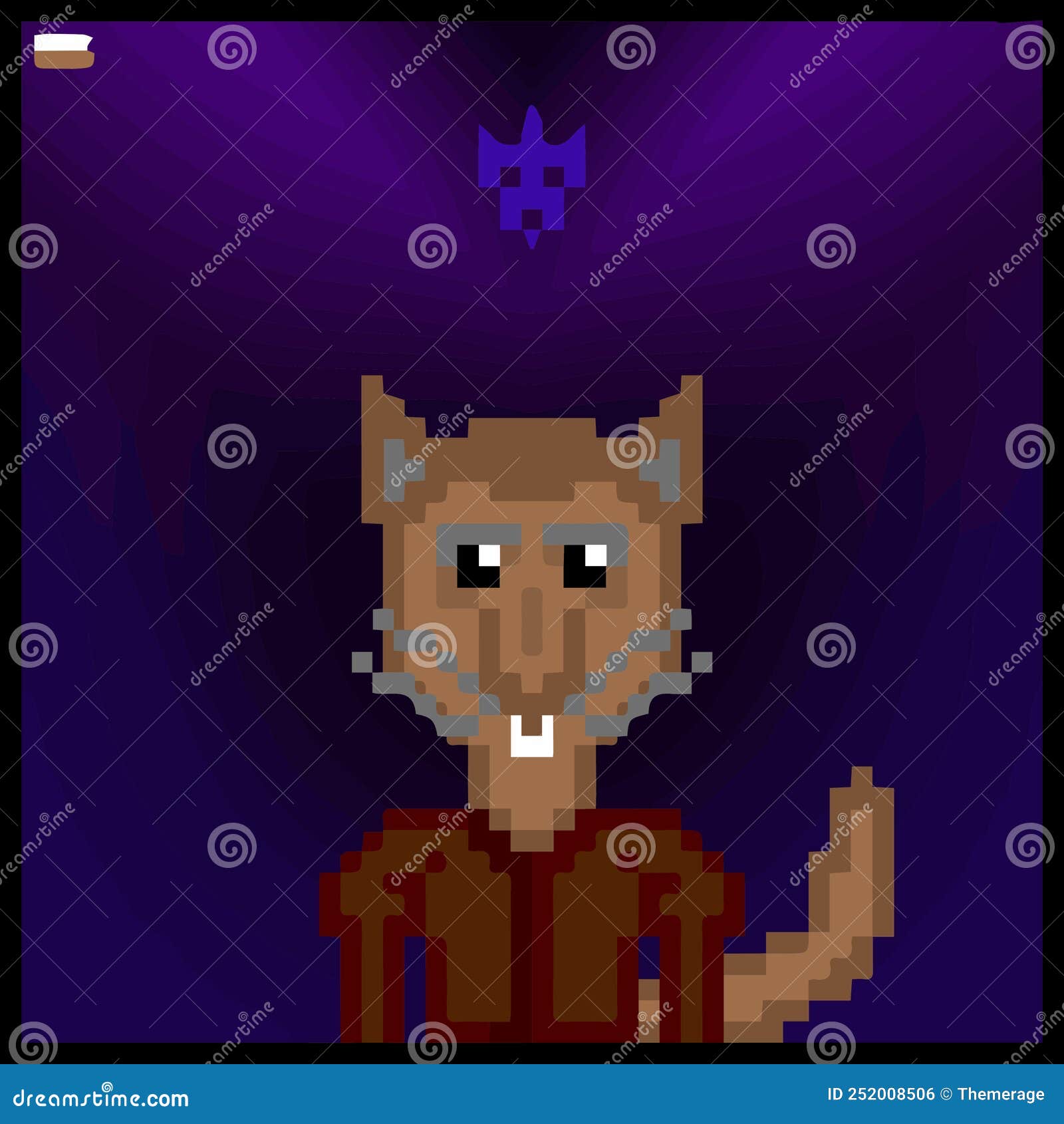 Cartoon Character in Pixel Vector Art Using a Color Filled Background ...