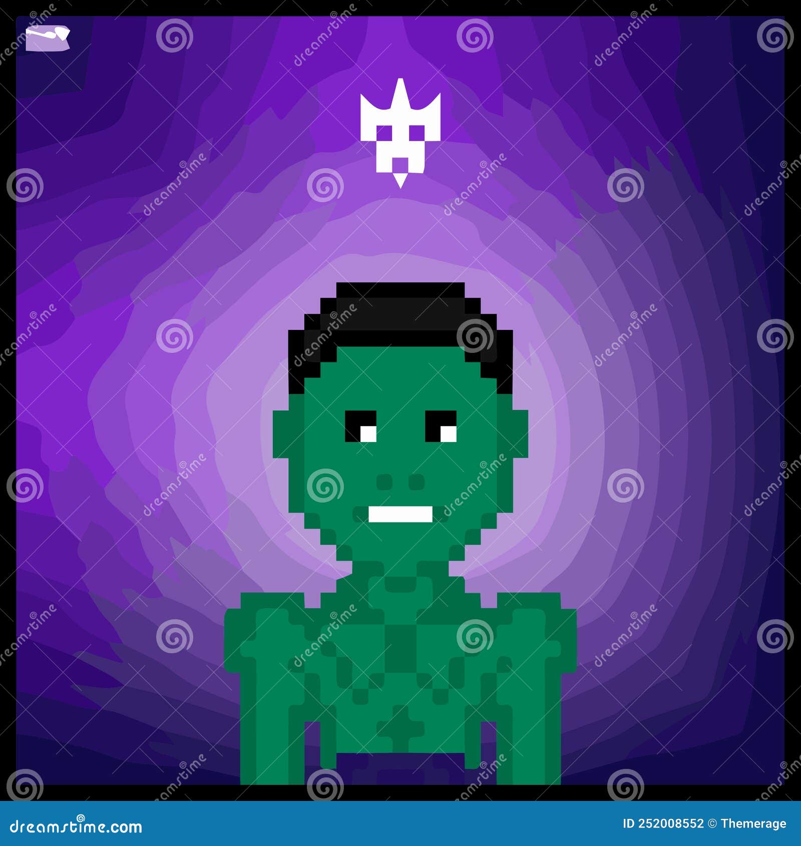 Cartoon Character in Pixel Vector Art Using a Color Filled Background ...