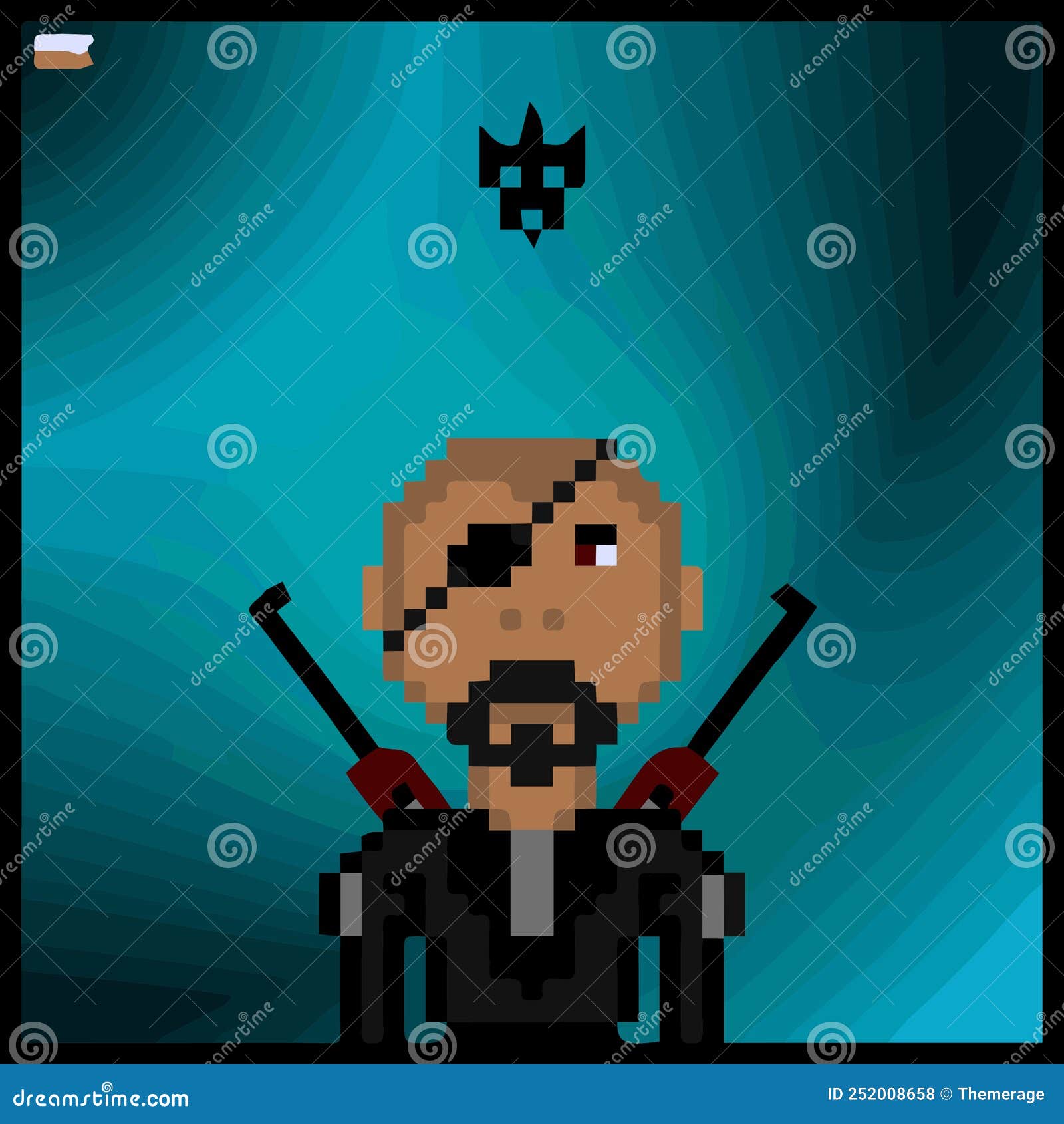 Cartoon Character in Pixel Vector Art Using a Color Filled Background ...