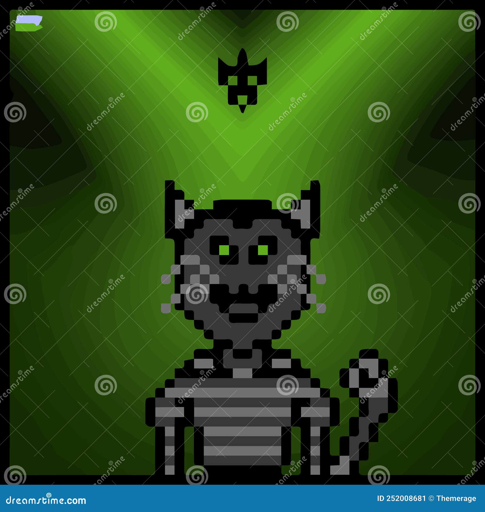 Cartoon Character in Pixel Vector Art Using a Color Filled Background ...