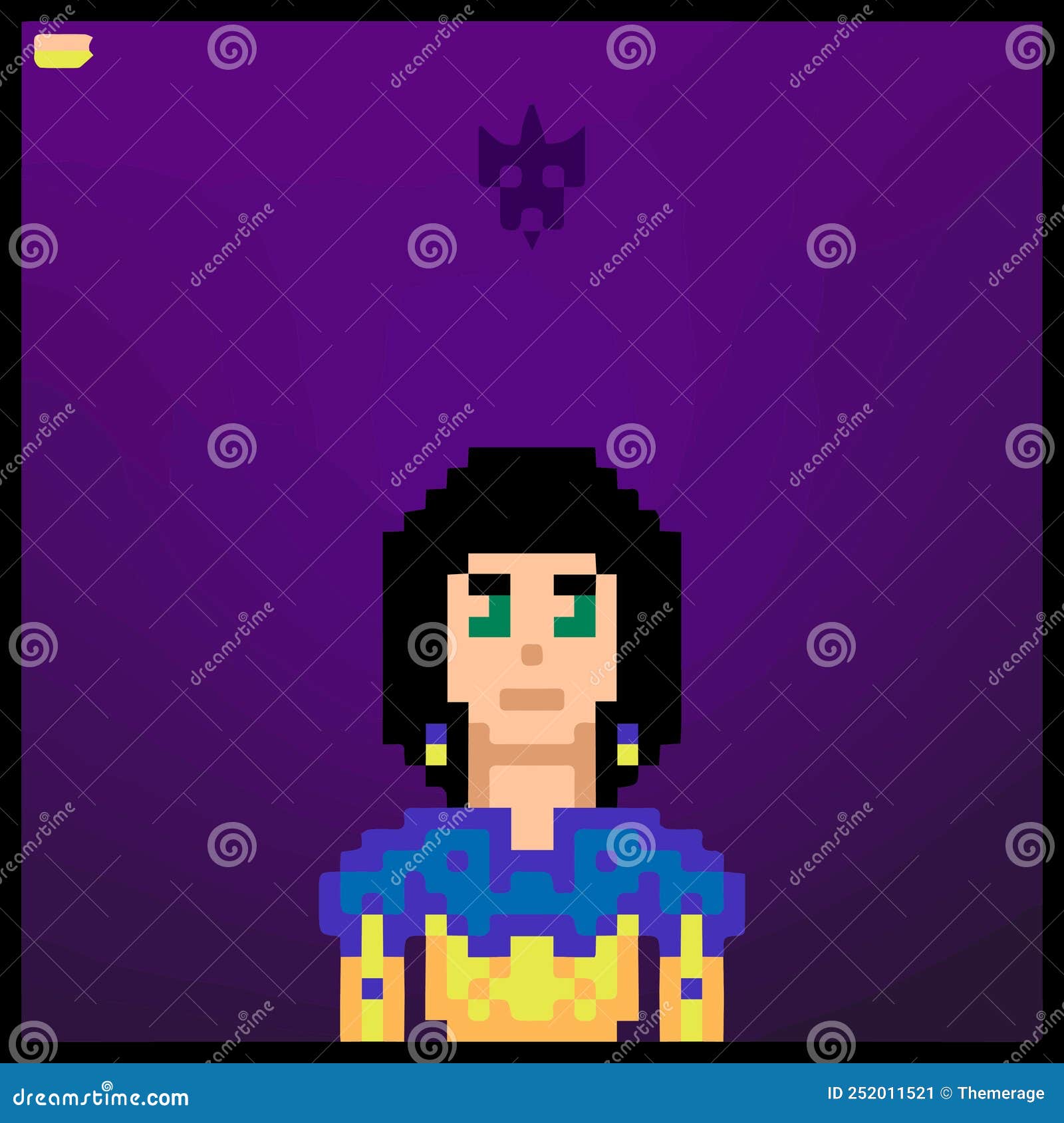 Cartoon Character in Pixel Vector Art Using a Color Filled Background ...