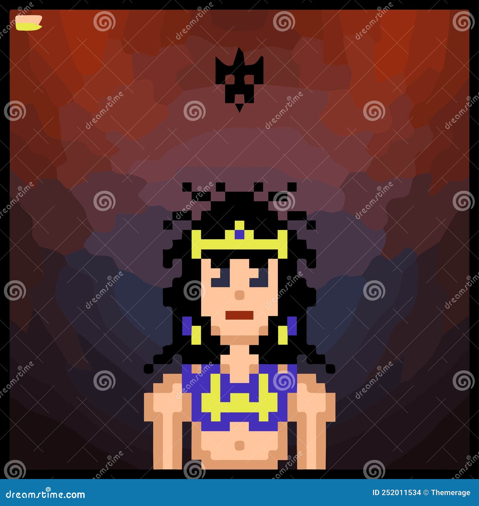 Cartoon Character in Pixel Vector Art Using a Color Filled Background ...