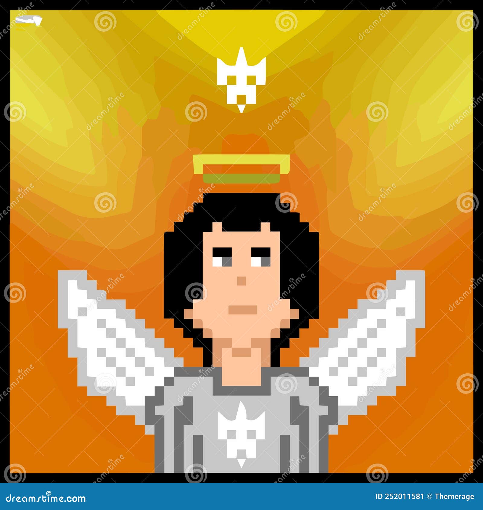 Cartoon Character in Pixel Vector Art Using a Color Filled Background ...