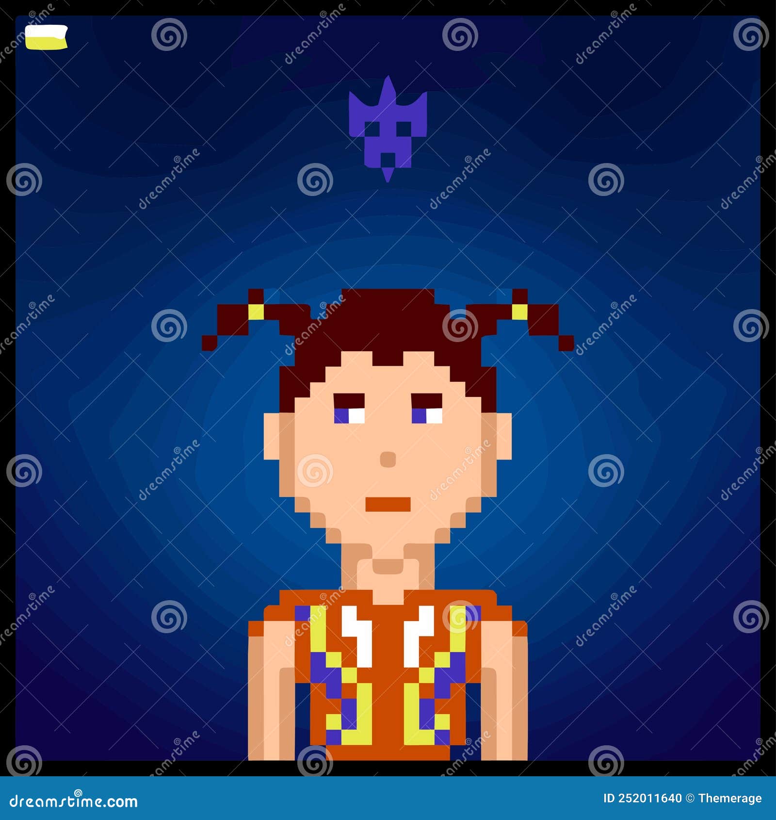 Cartoon Character in Pixel Vector Art Using a Color Filled Background ...