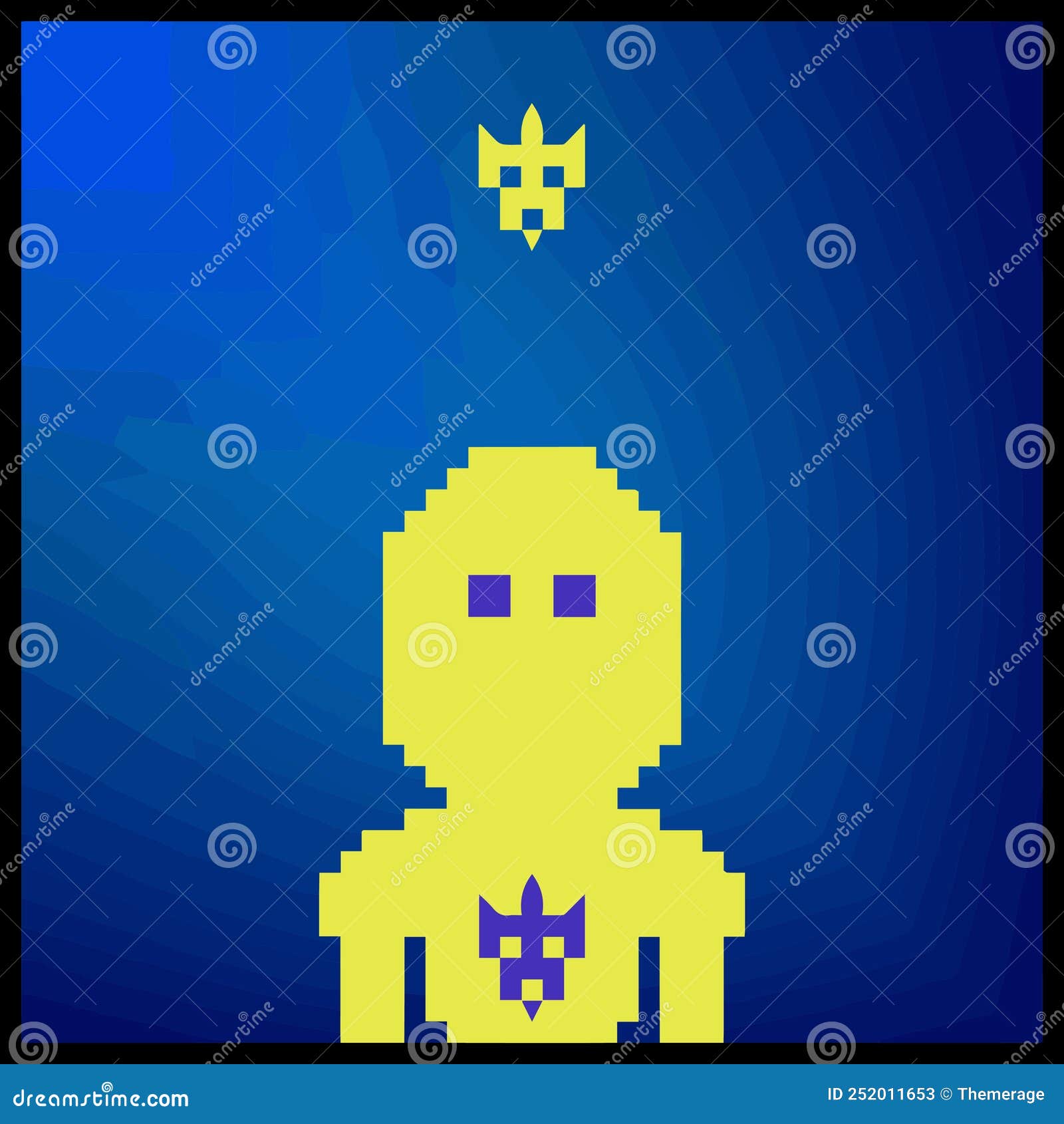 Cartoon Character in Pixel Vector Art Using a Color Filled Background ...