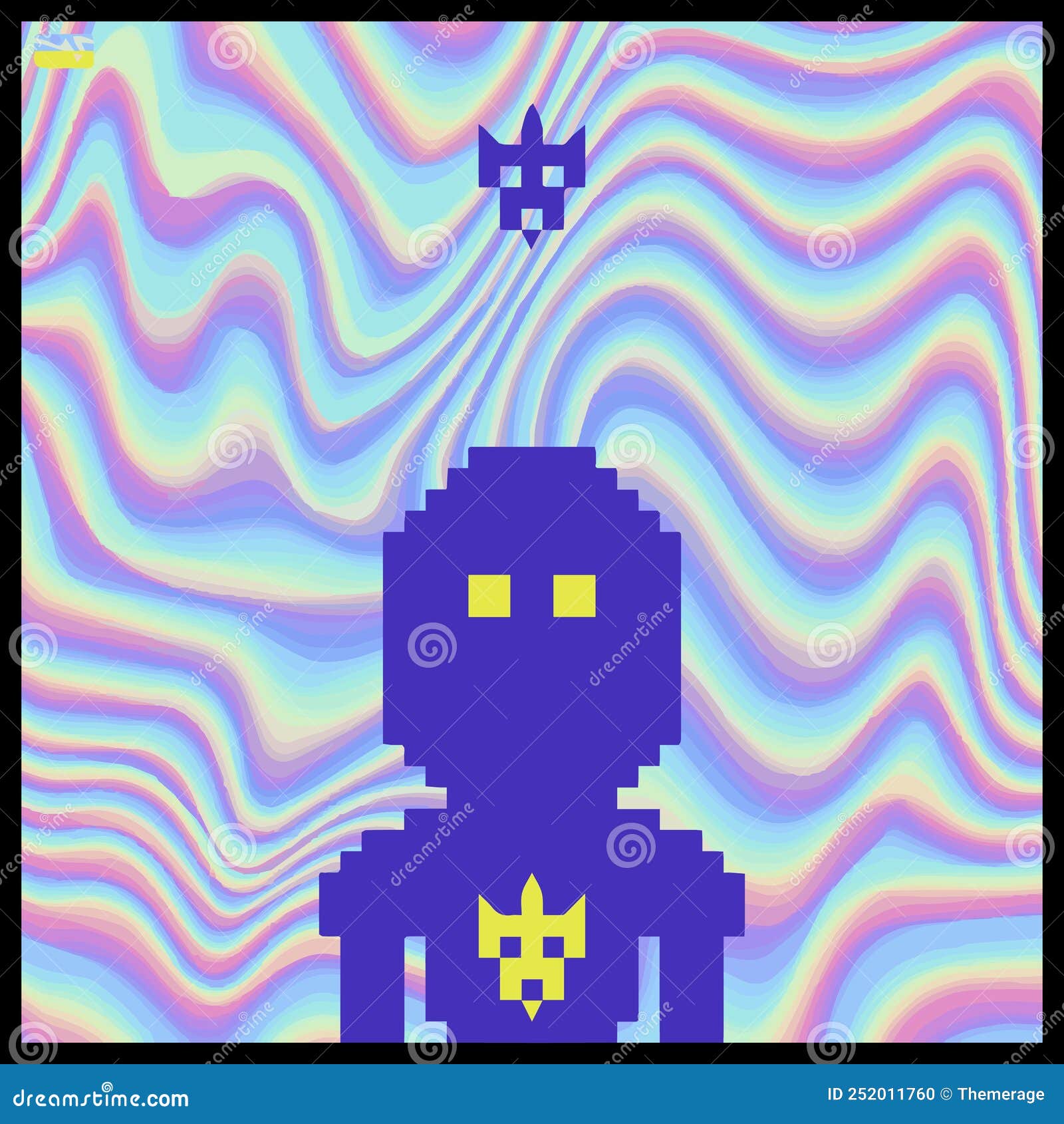 Cartoon Character in Pixel Vector Art Using a Color Filled Background ...