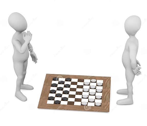 Cartoon Character Playing Checkers Stock Illustration - Illustration of ...