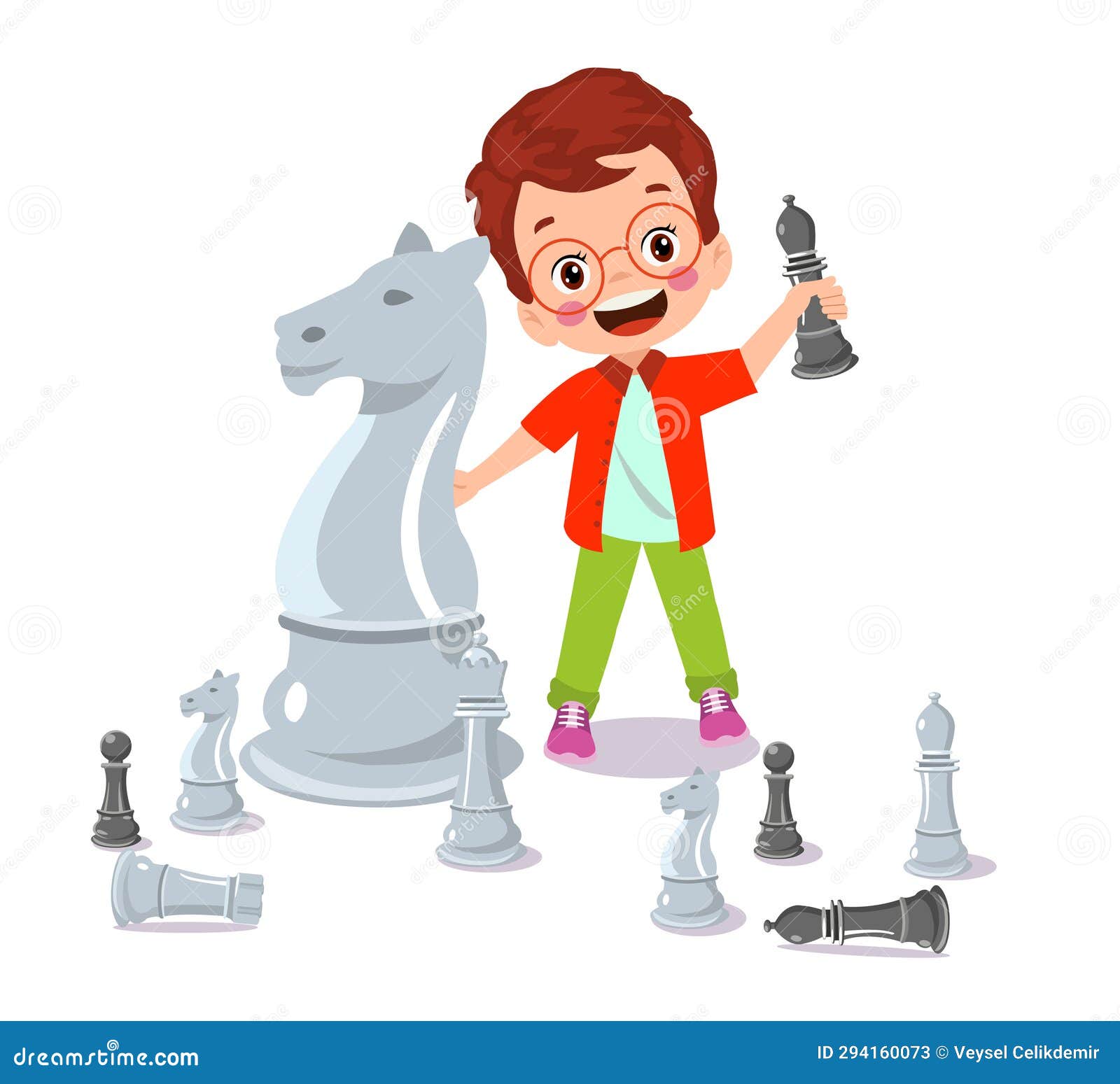 Cartoon Character Playing Chess Game Stock Illustration - Illustration ...