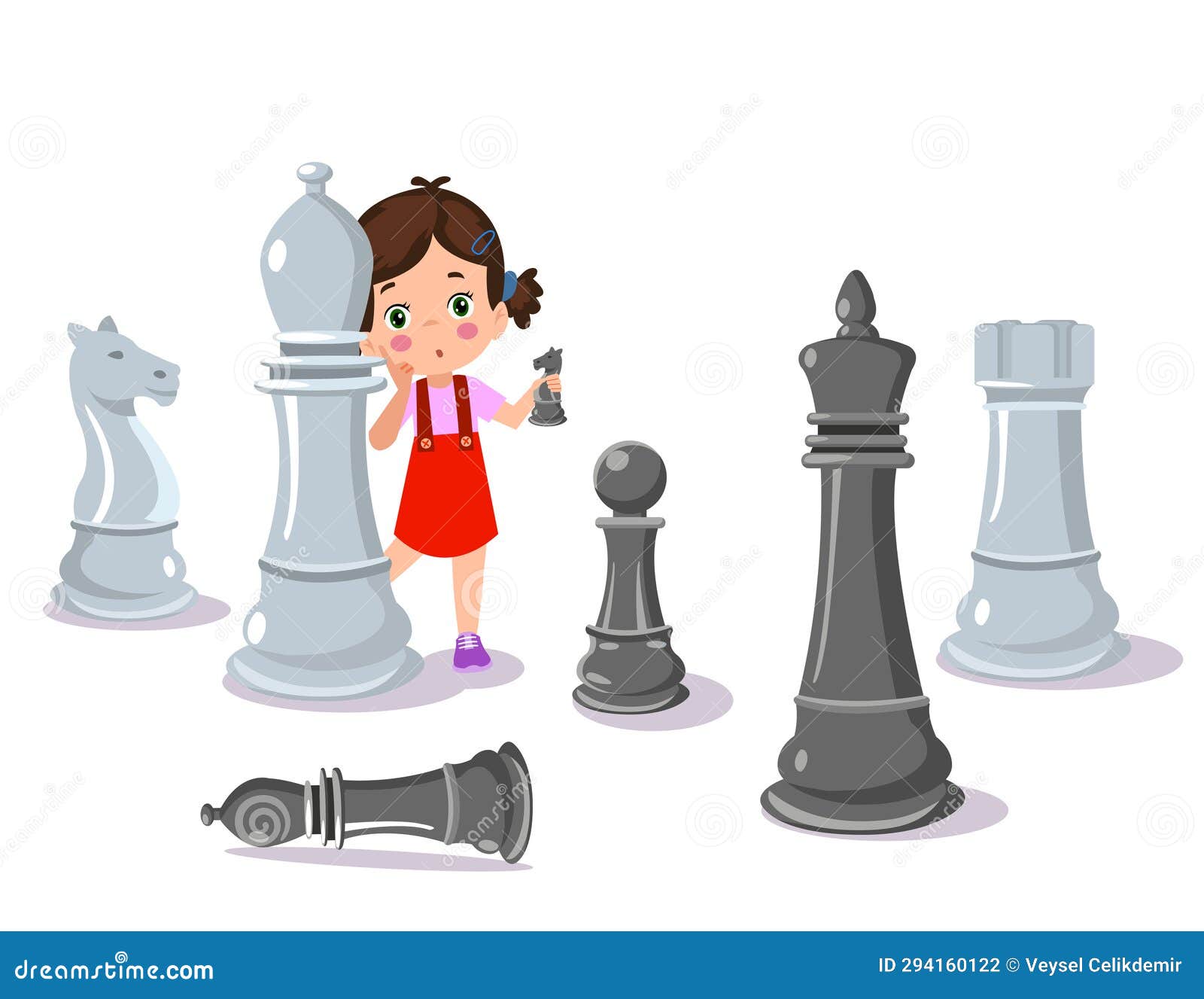 Cartoon Character Playing Chess Game Stock Illustration - Illustration ...