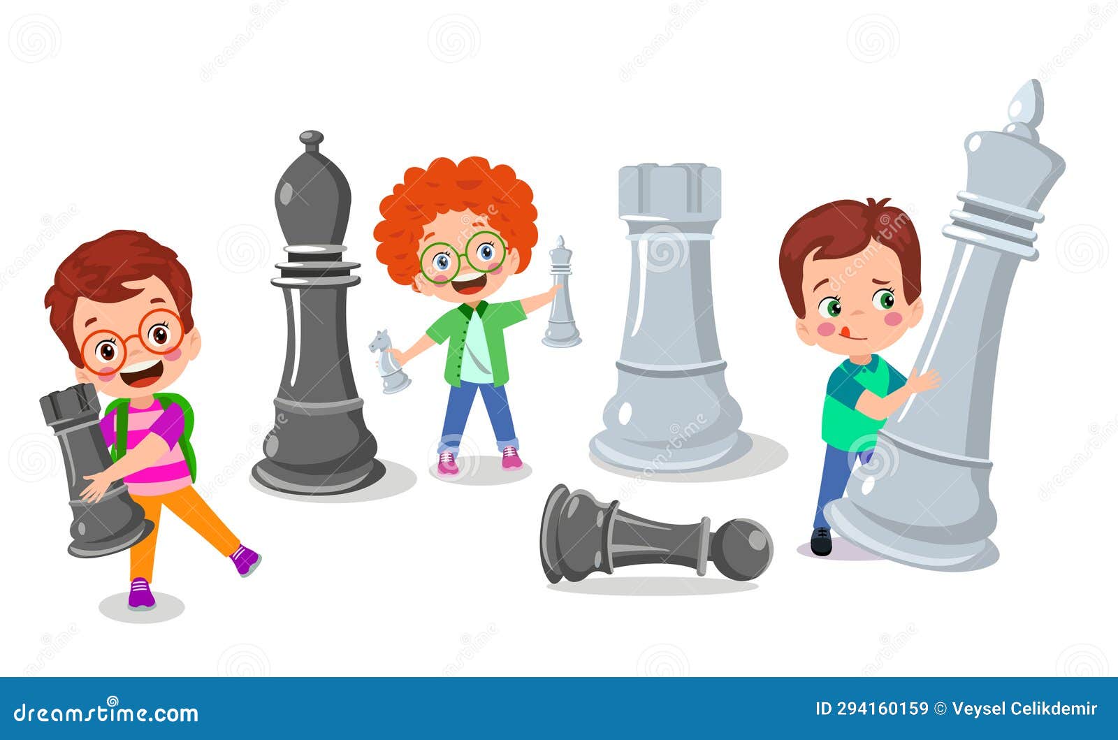 Cartoon Character Playing Chess Game Stock Illustration - Illustration ...