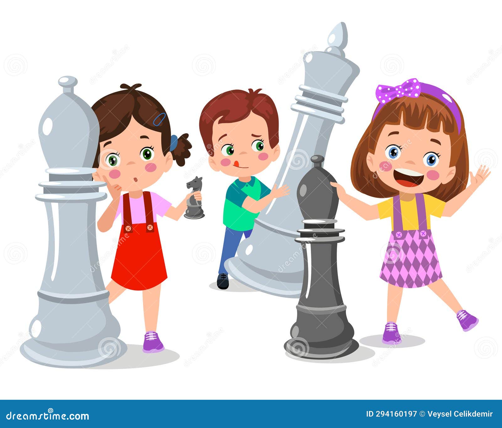 Cartoon Character Playing Chess Game Stock Illustration - Illustration ...