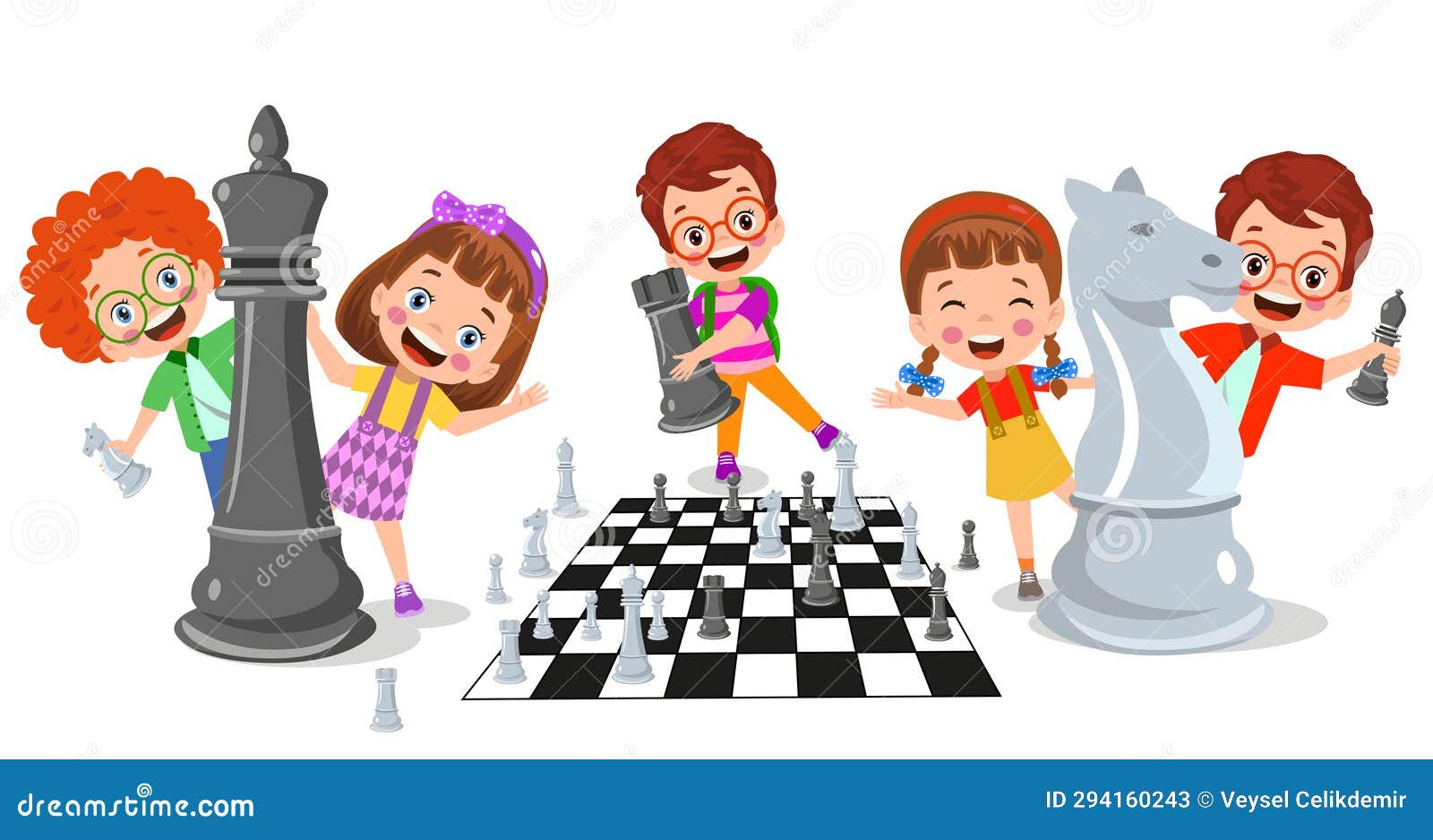 Cartoon Character Playing Chess Game Stock Illustration - Illustration ...