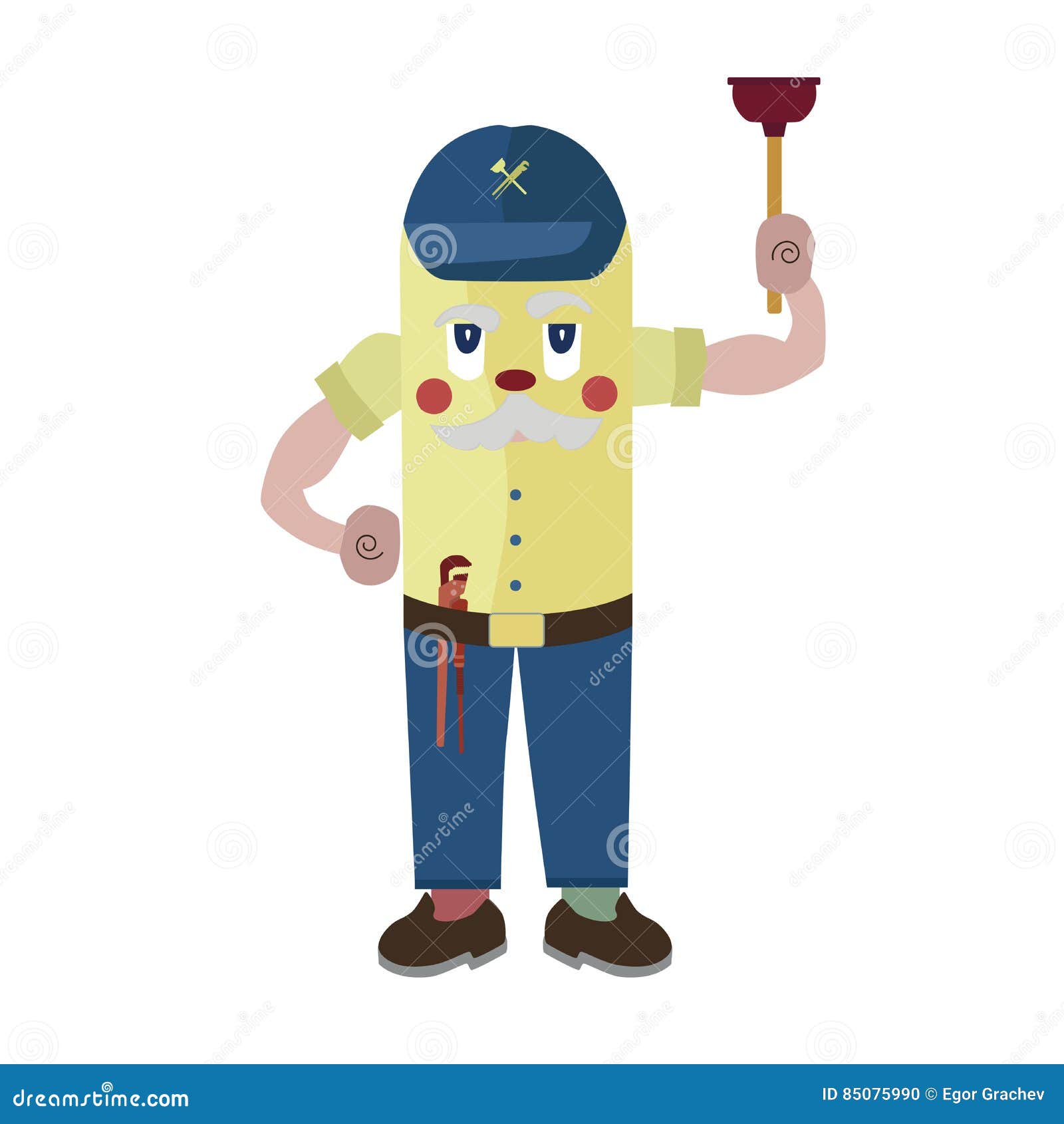 Cartoon character plumber stock illustration. Illustration of person ...