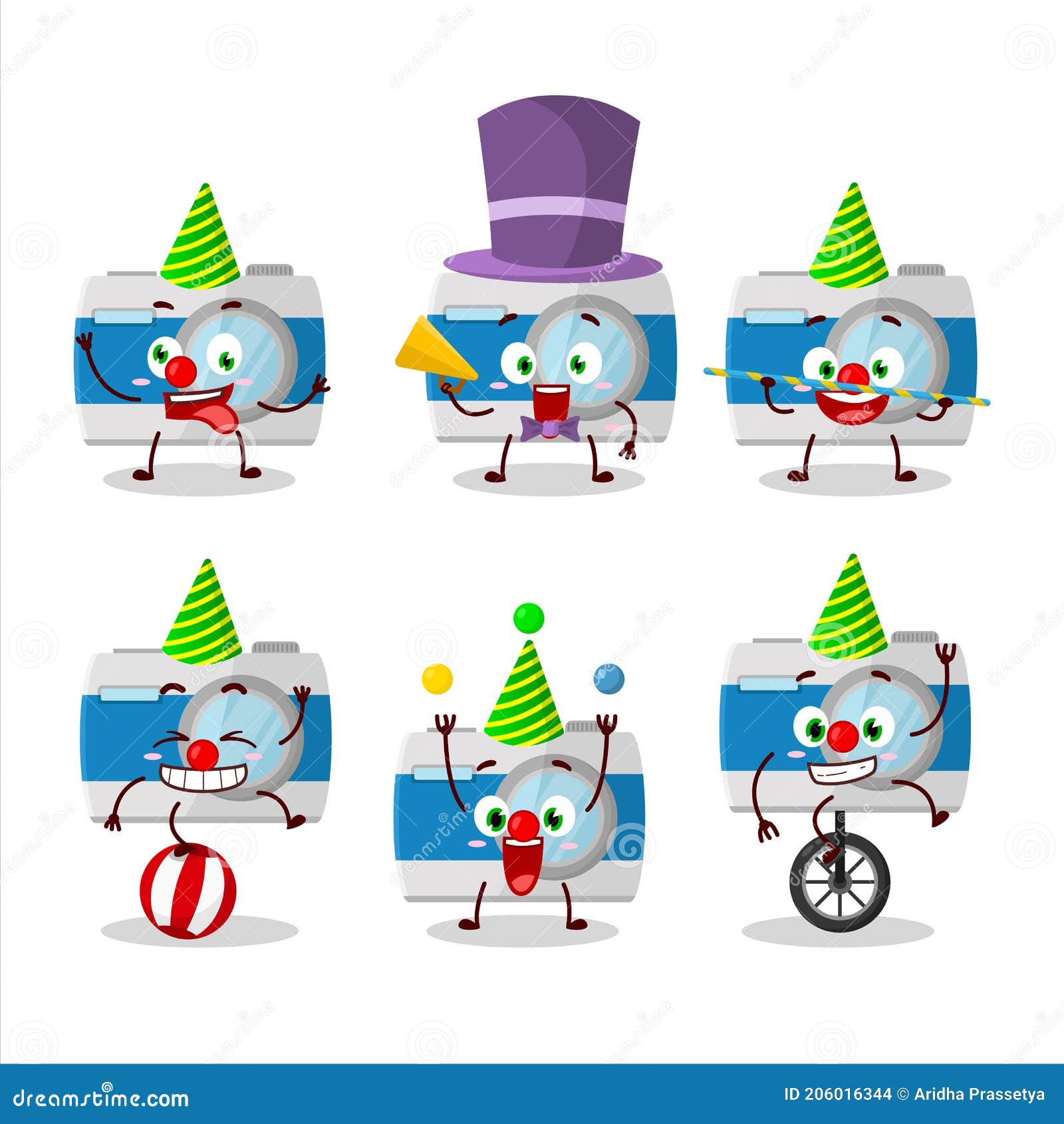 Cartoon Character of Pocket Camera with Various Circus Shows Stock ...