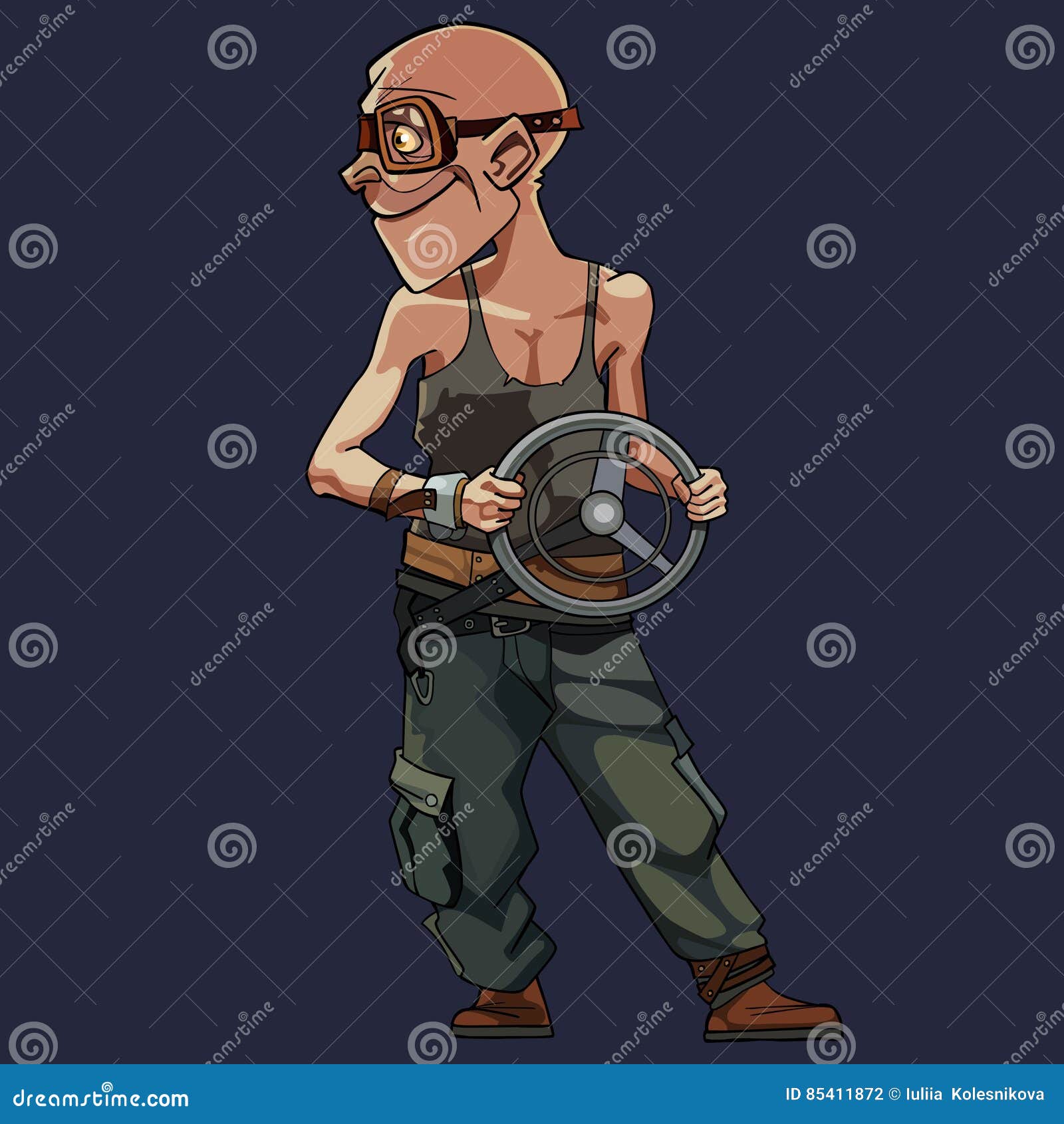 Cartoon Character Postapocalypse Man with the Wheel Stock Vector ...