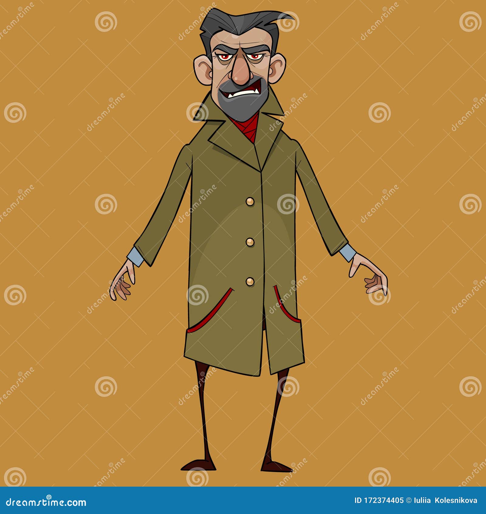 Smile Of Vampire On Yellow Background. Cute Emotion In Cartoon Style ...