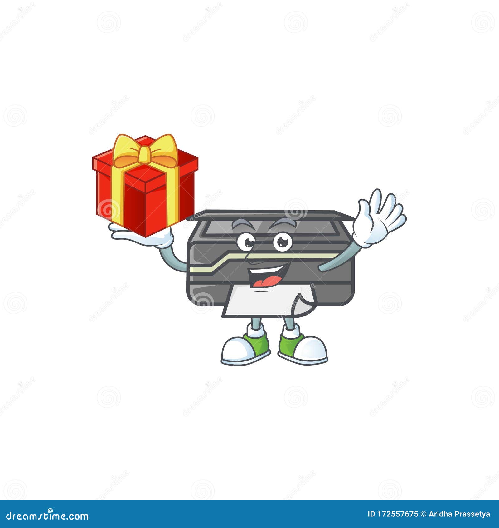 Cartoon Character of Printer with a Box of Gift Stock Vector ...