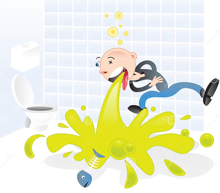 Cartoon Character Projectile Vomiting Stock Vector - Illustration of ...