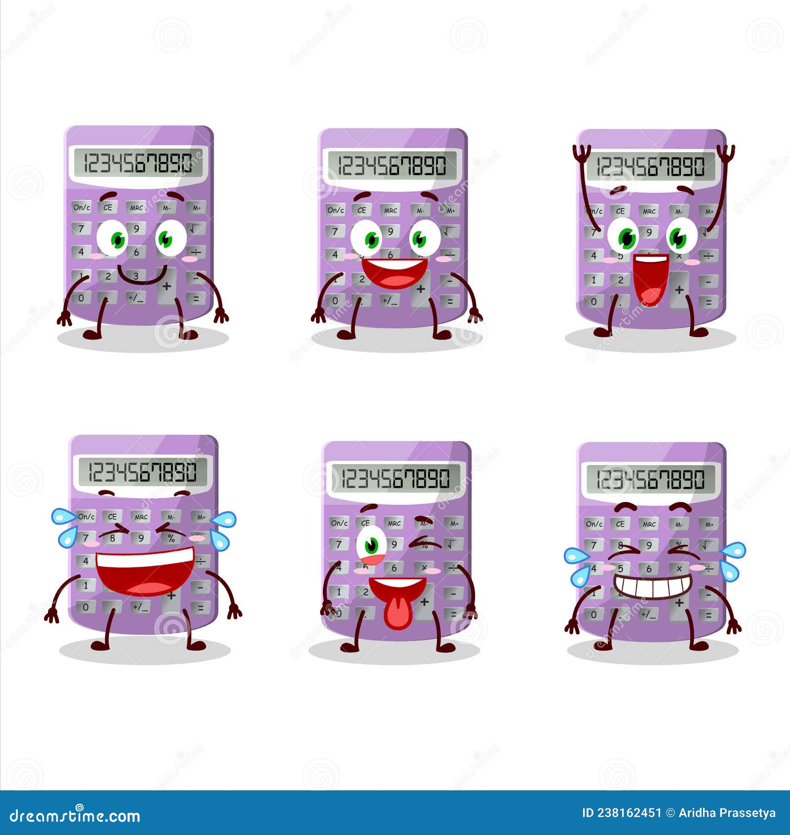 Cartoon Character of Purple Calculator with Smile Expression Stock ...