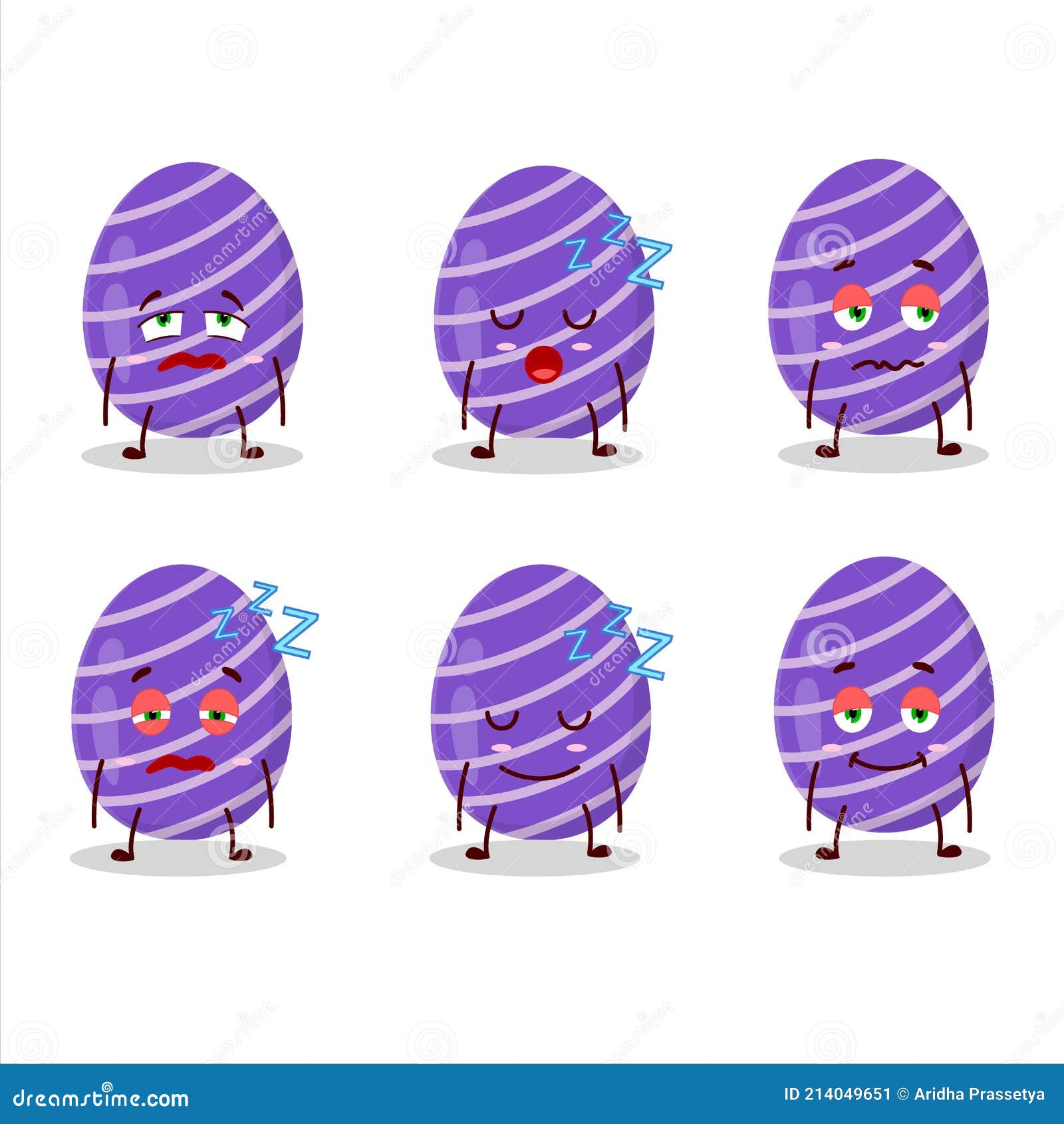 Cartoon Character of Purple Easter Egg with Sleepy Expression Stock ...