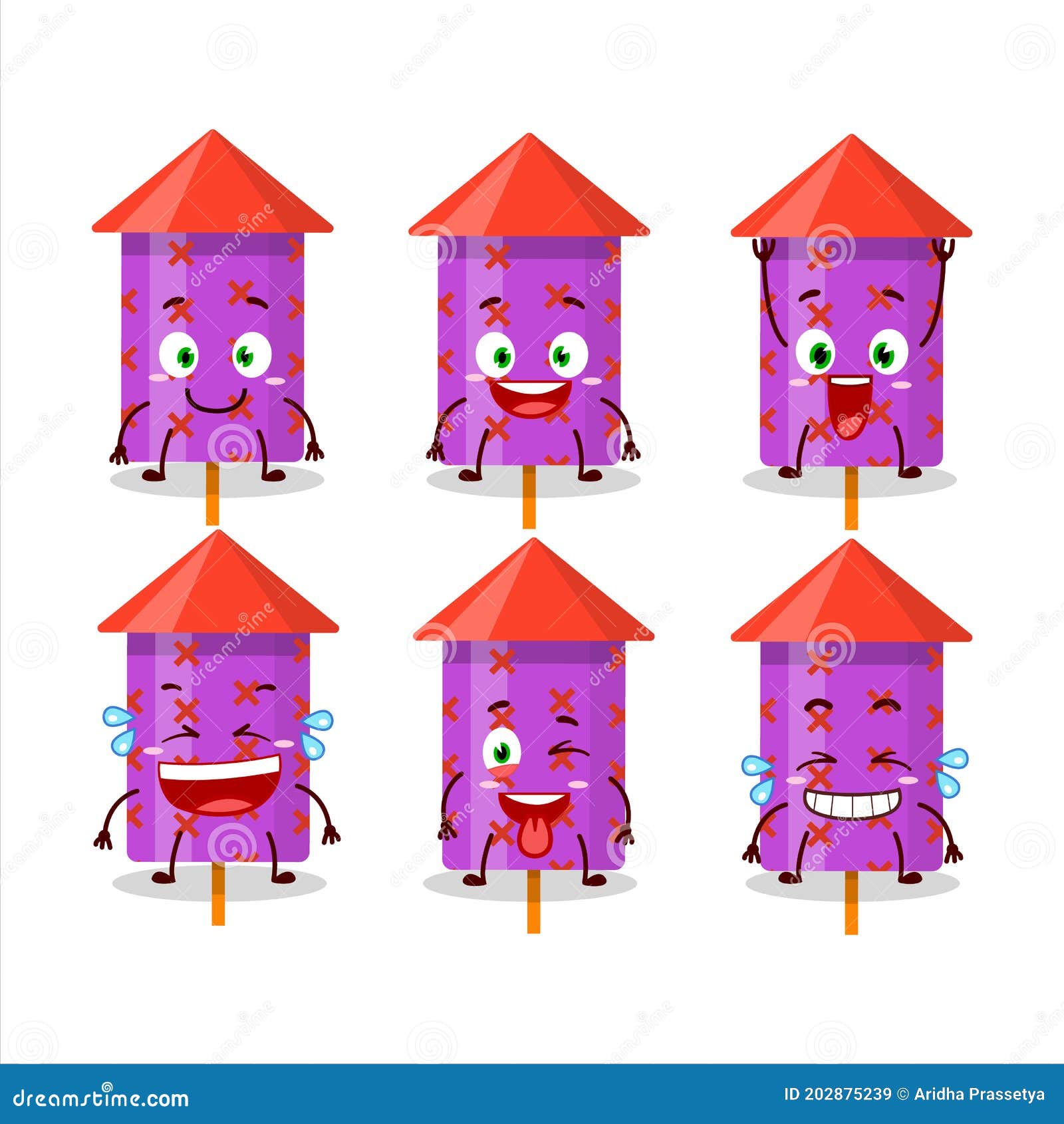 Cartoon Character of Purple Firecracker with Smile Expression Stock ...