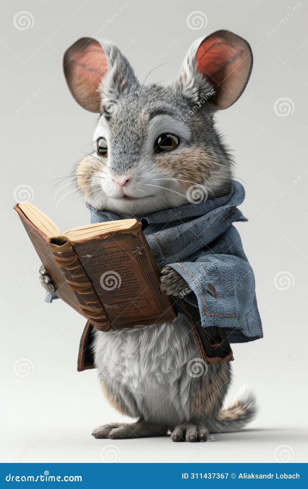A Cartoon Character of a Rabbit with a Book in His Hands. 3d ...