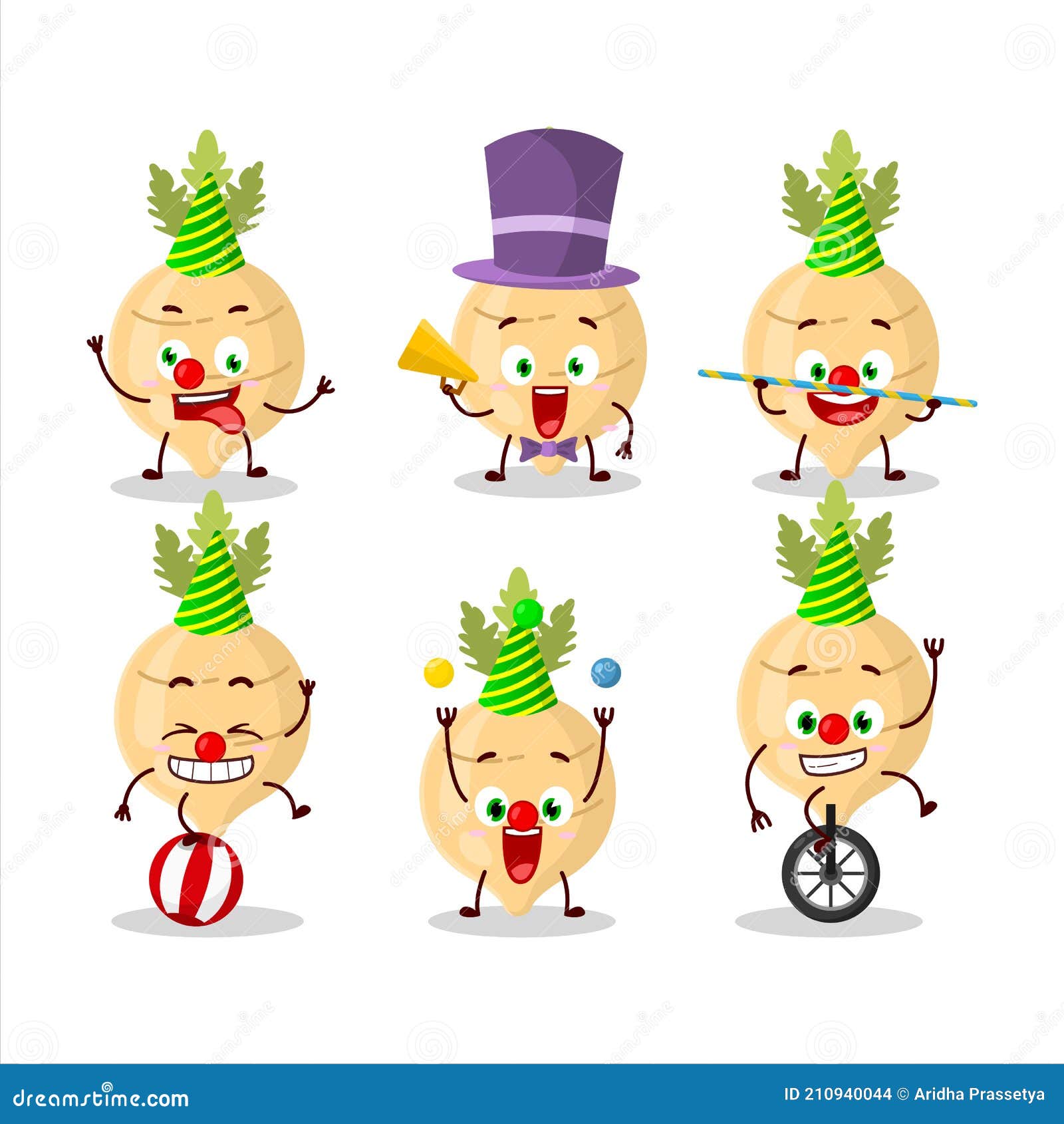 Cartoon Character of Radish with Various Circus Shows Stock Vector ...