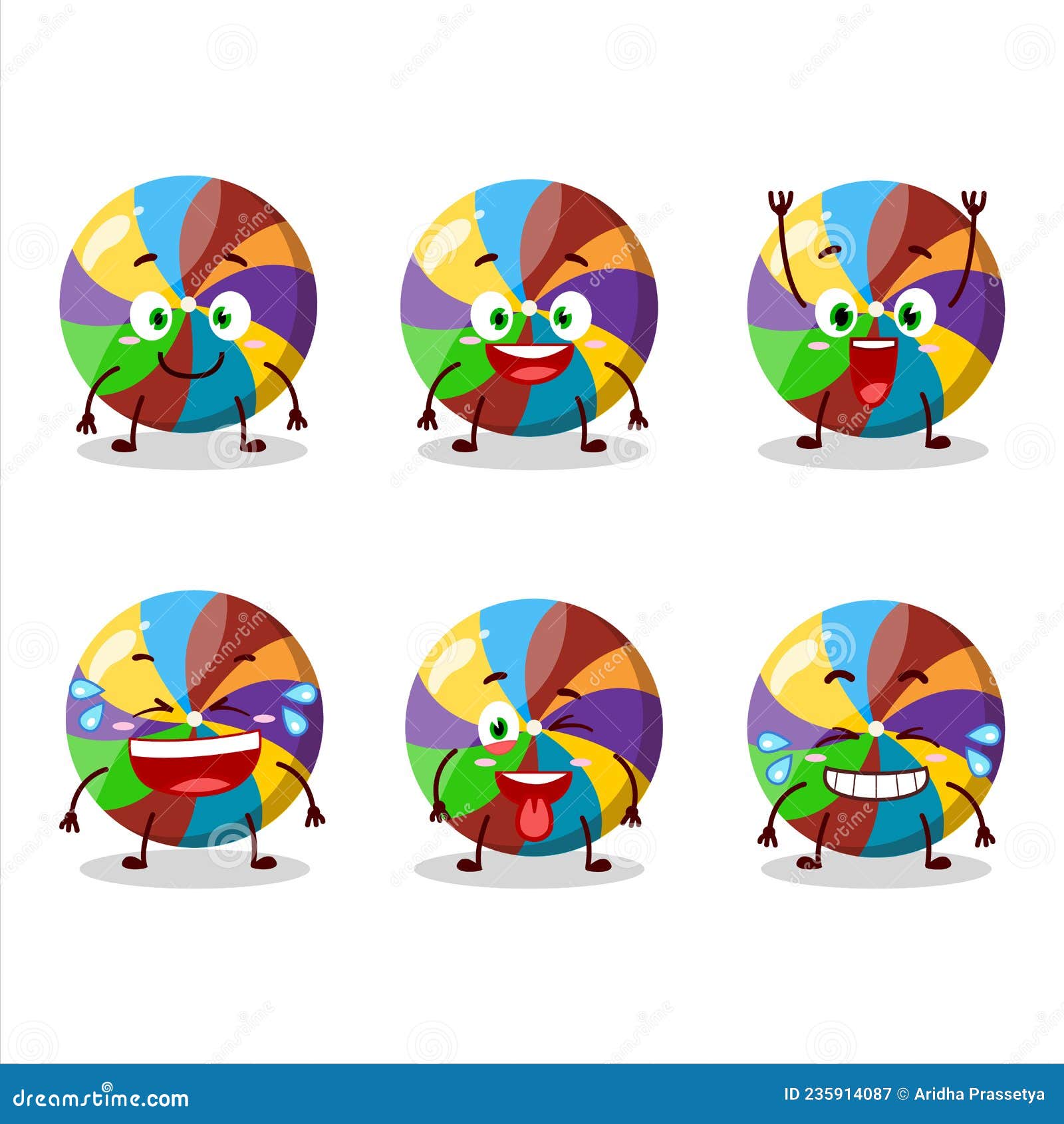Cartoon Character of Rainbow Candy with Smile Expression Stock Vector ...