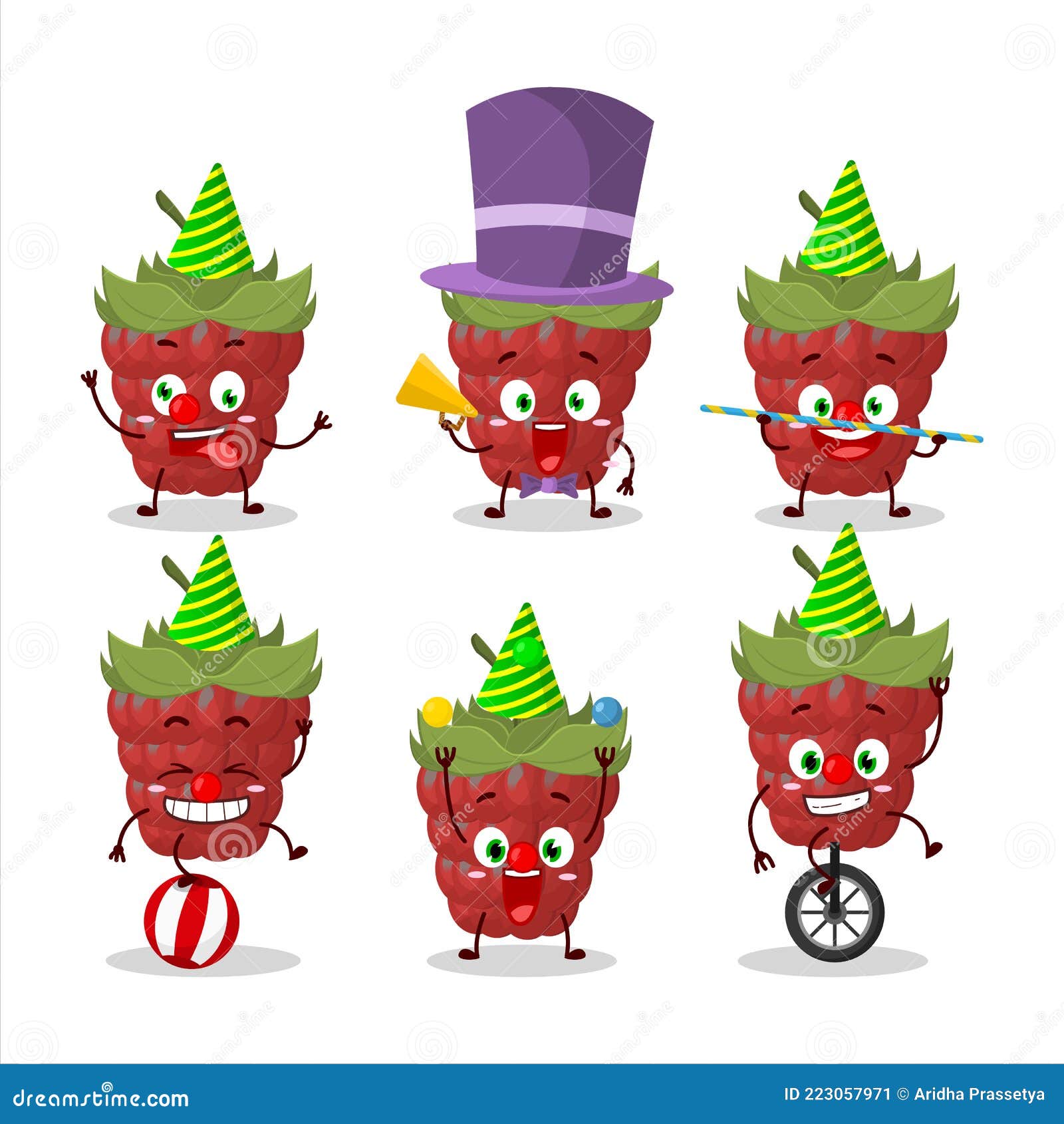 Cartoon Character of Raspberry with Various Circus Shows Stock Vector ...