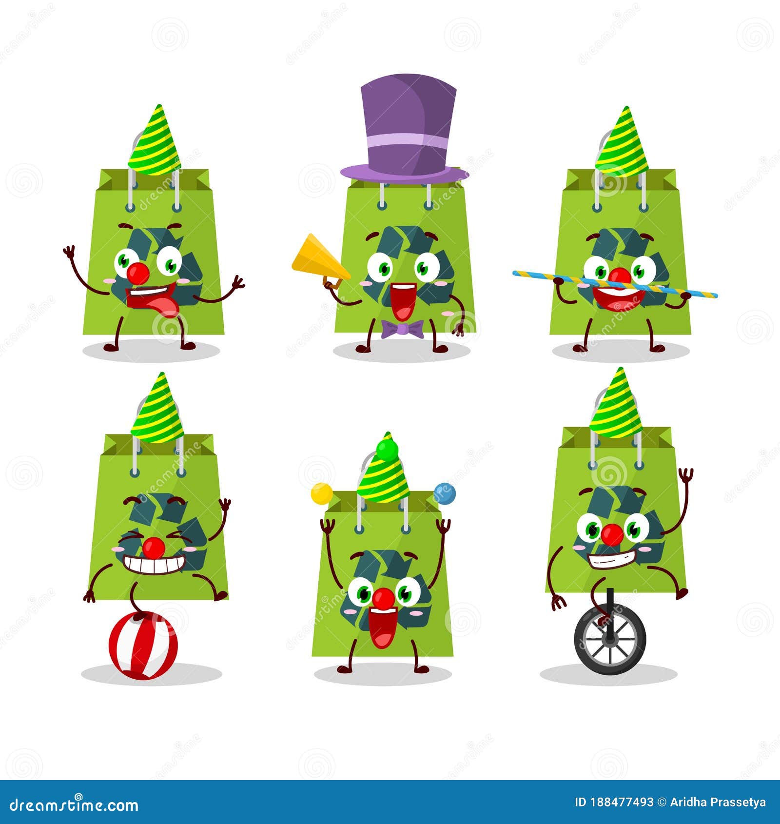 Cartoon Character of Recycle Bag with Various Circus Shows Stock Vector ...