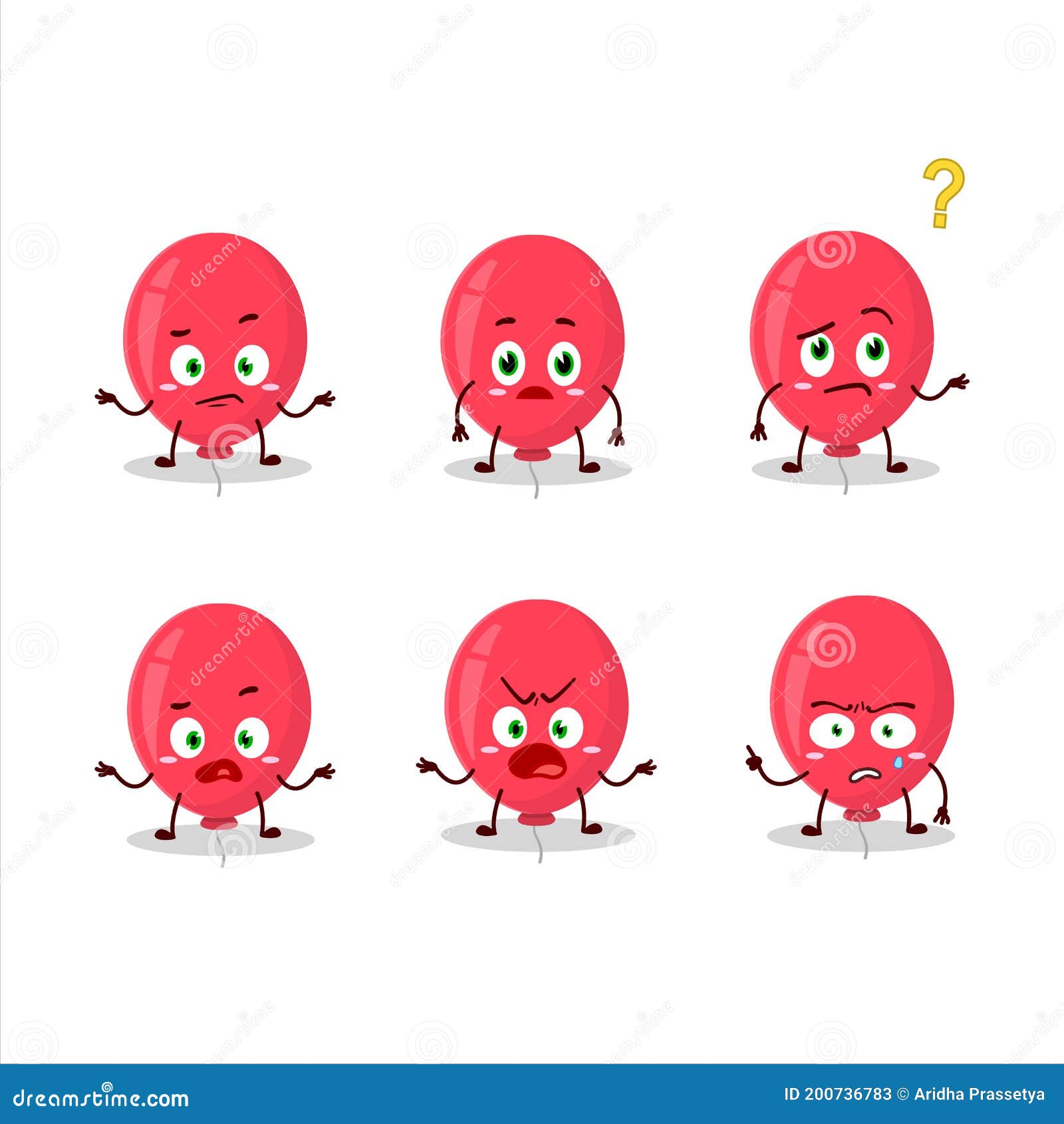 Cartoon Character of Red Balloon with What Expression Stock ...