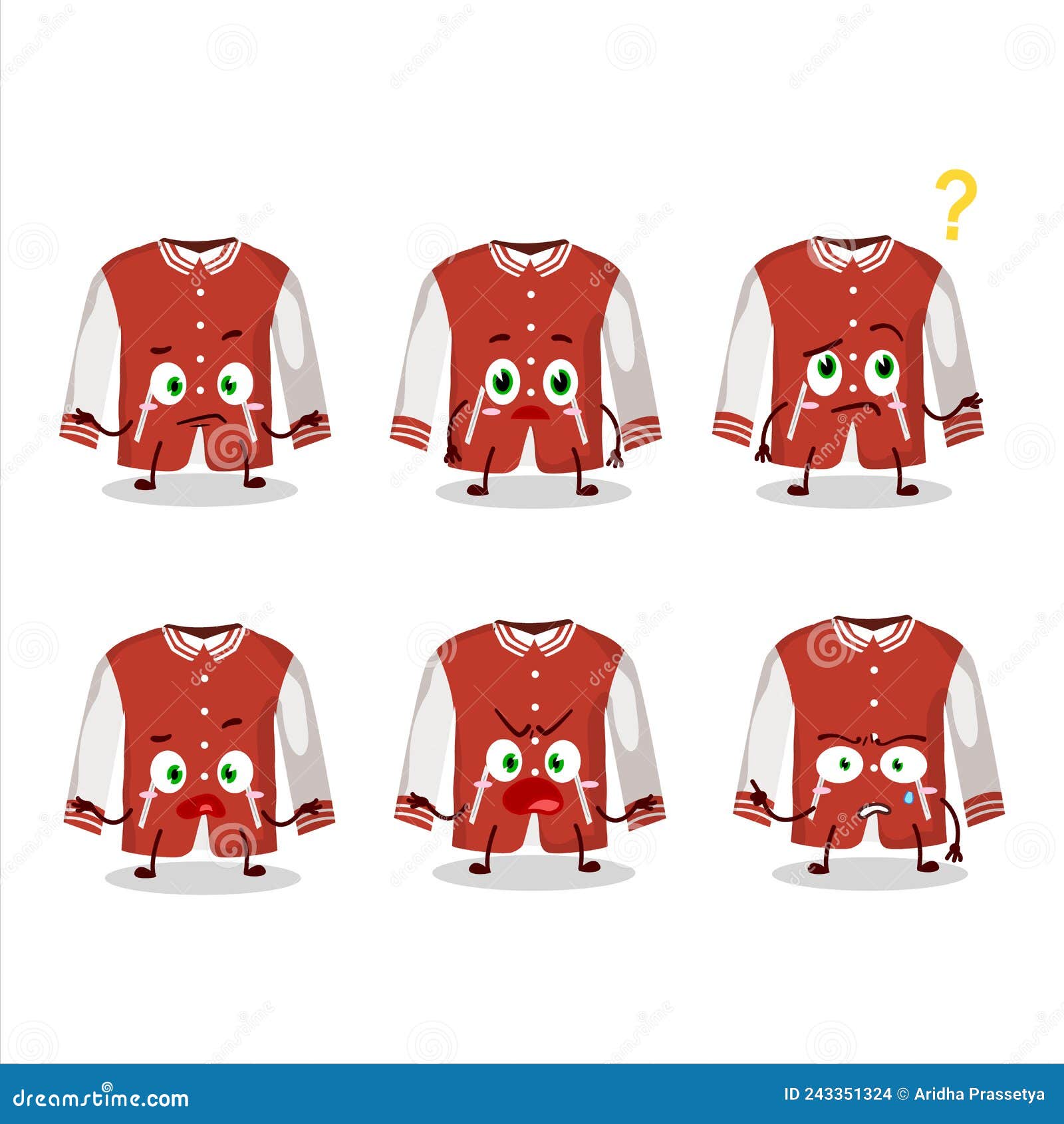 Cartoon Character of Red Baseball Jacket with What Expression Stock ...