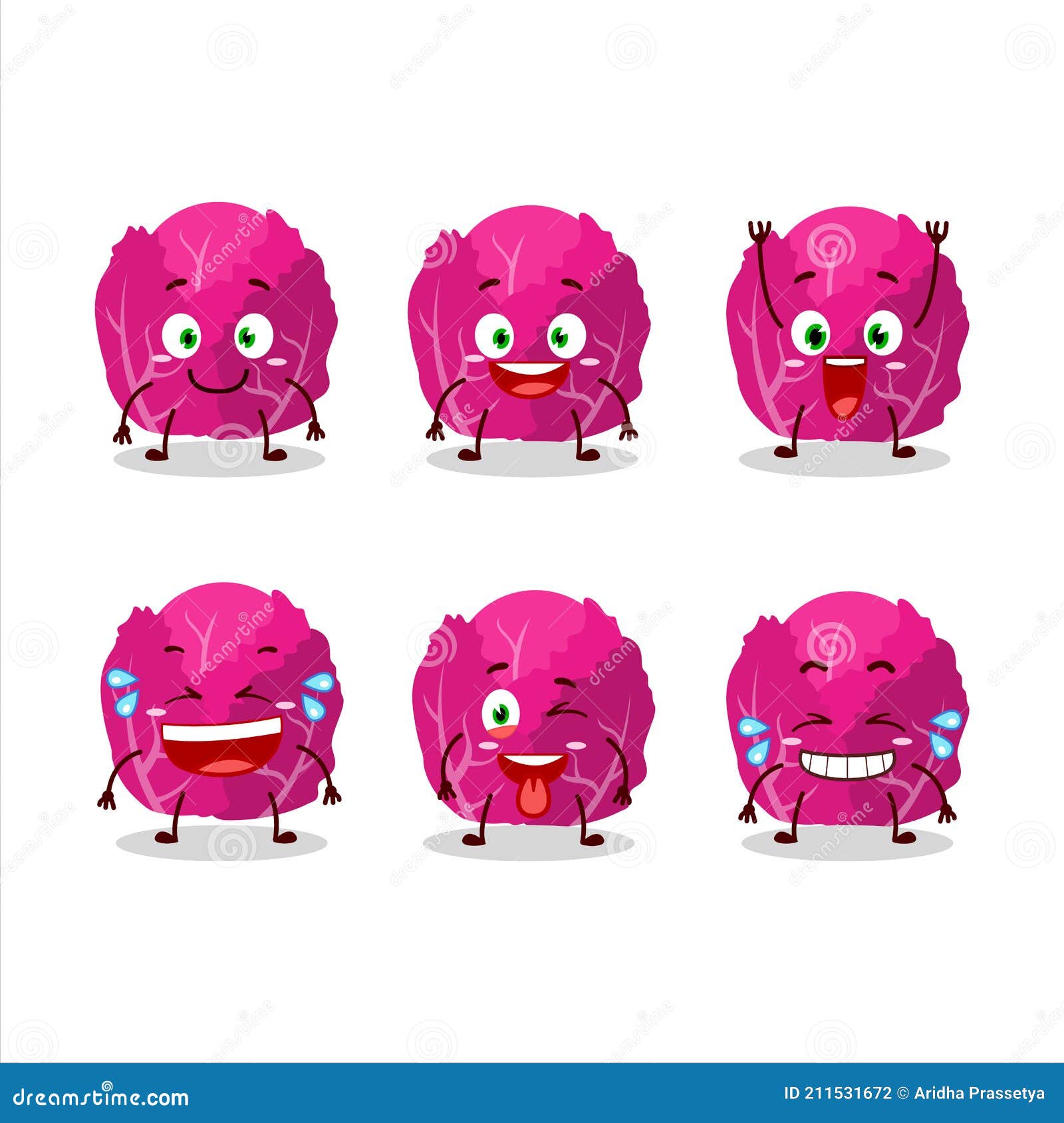 Cartoon Character of Red Cabbage with Smile Expression Stock Vector ...