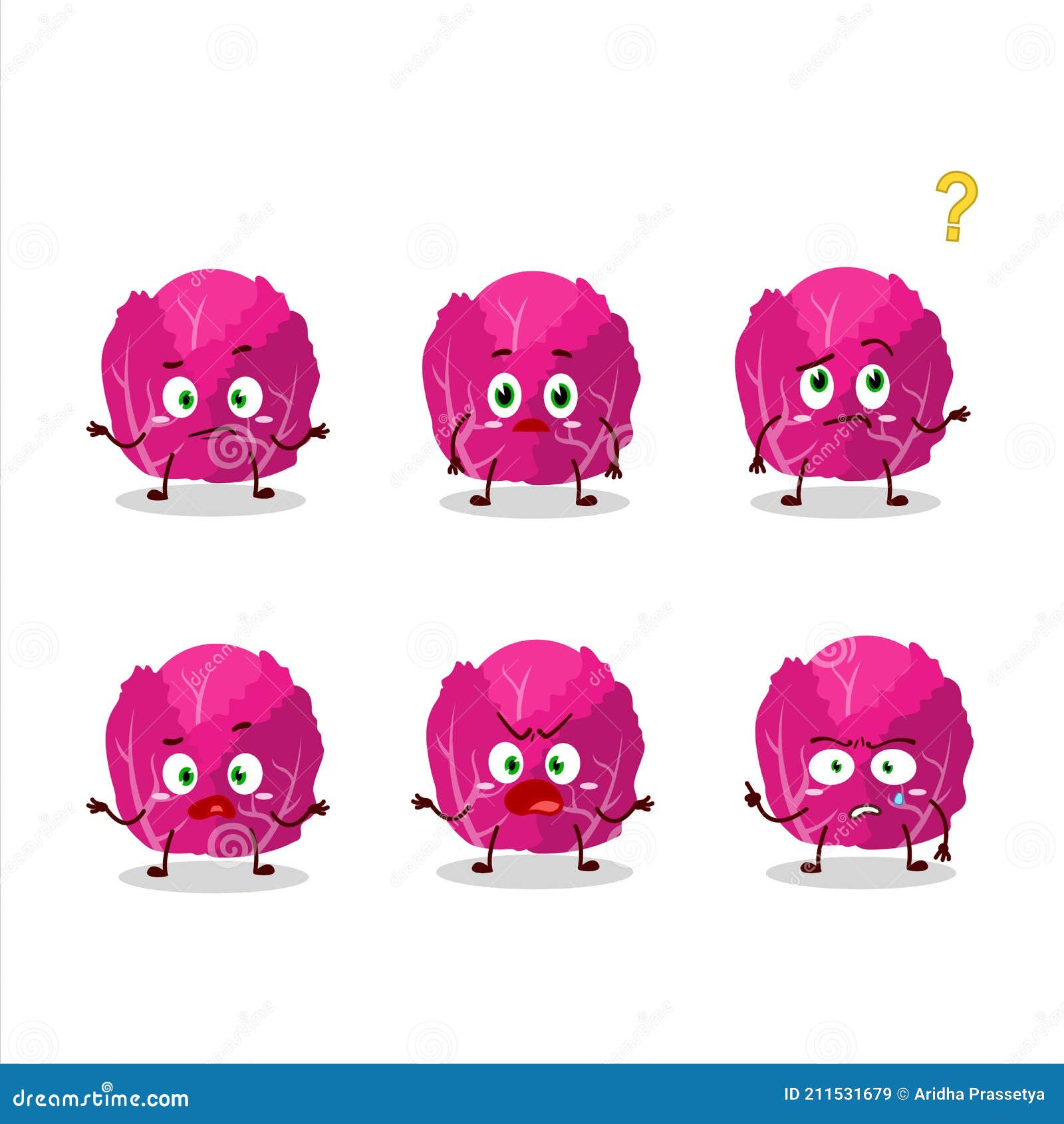 Cartoon Character of Red Cabbage with What Expression Stock Vector ...