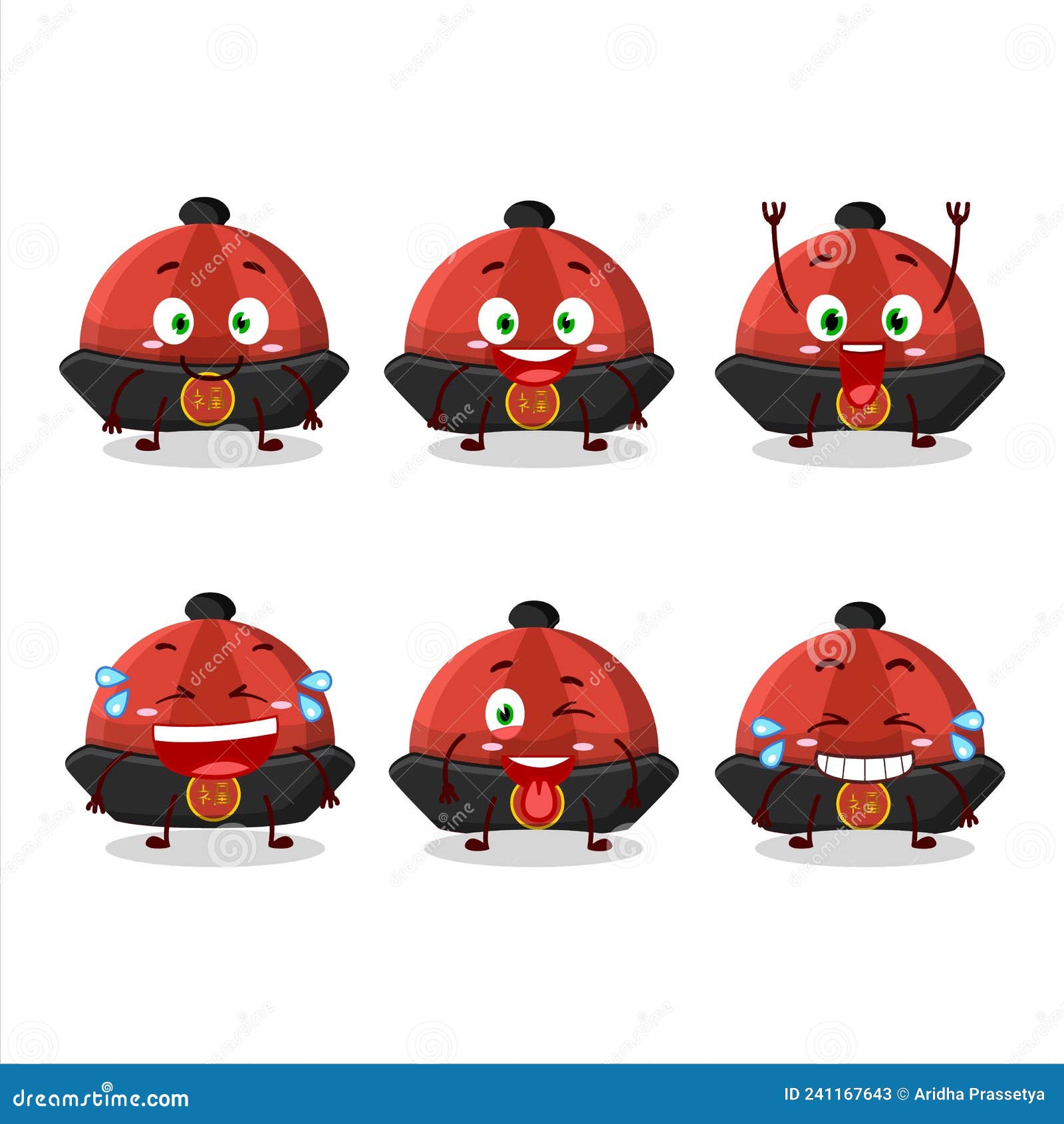 Cartoon Character of Red Chinese Traditional Hat with Smile Expression ...