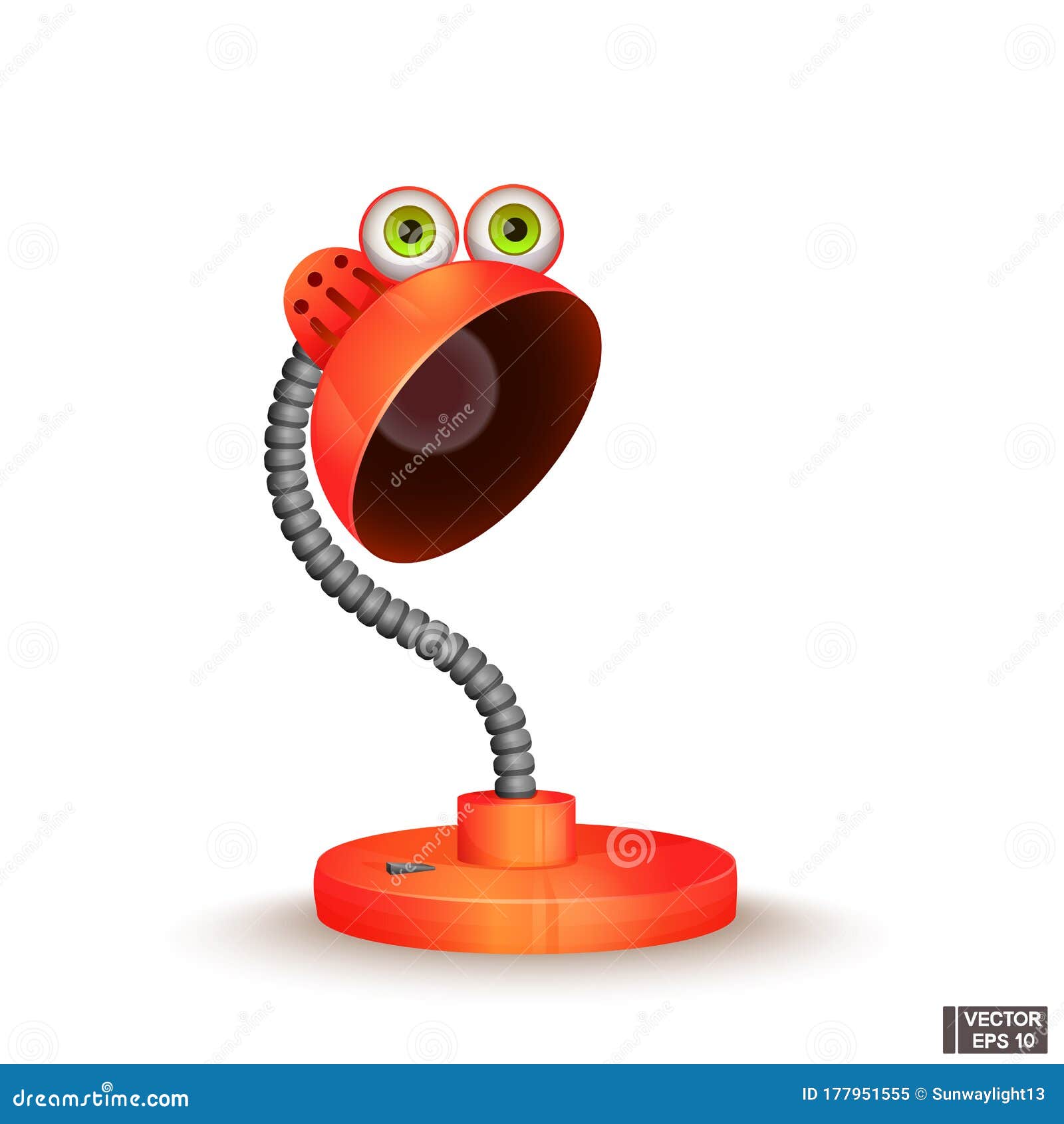 Cartoon Character Red Color Table Lamp Off Stock Vector - Illustration ...
