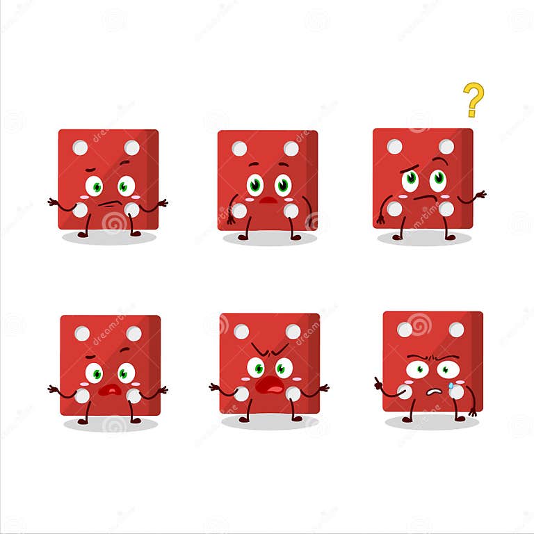 Cartoon Character of Red Dice with What Expression Stock Illustration ...