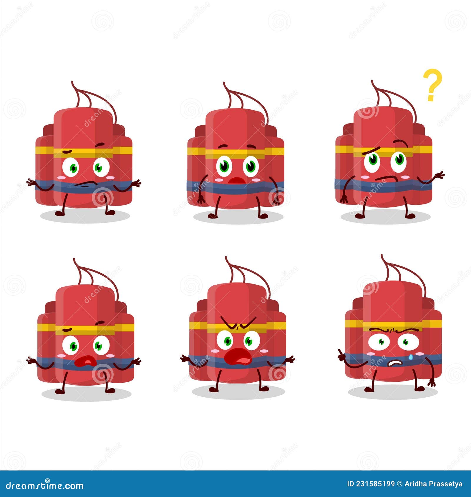 Cartoon Character of Red Dynamite Bomb with What Expression Stock ...