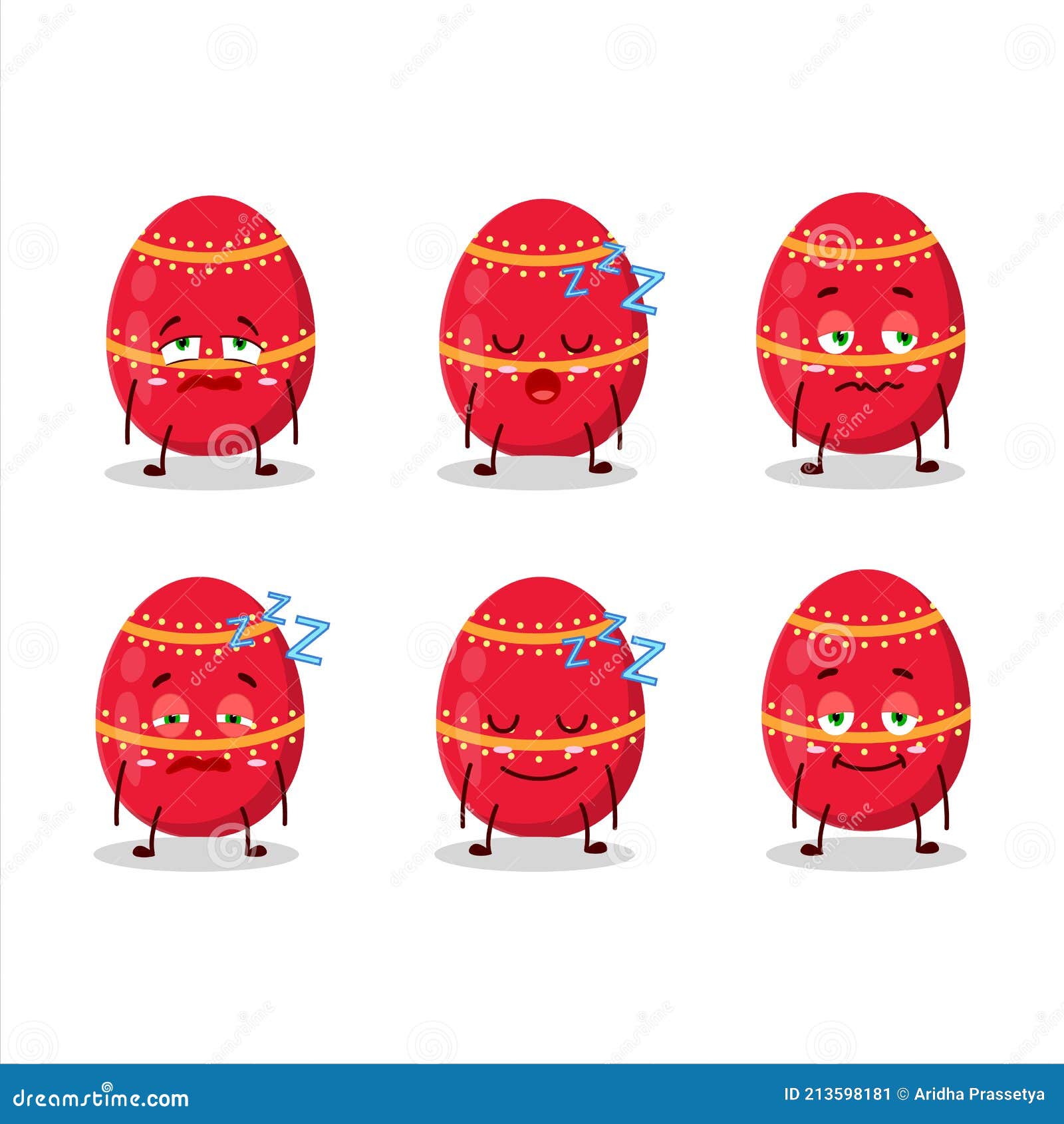 Cartoon Character of Red Easter Egg with Sleepy Expression Stock Vector ...