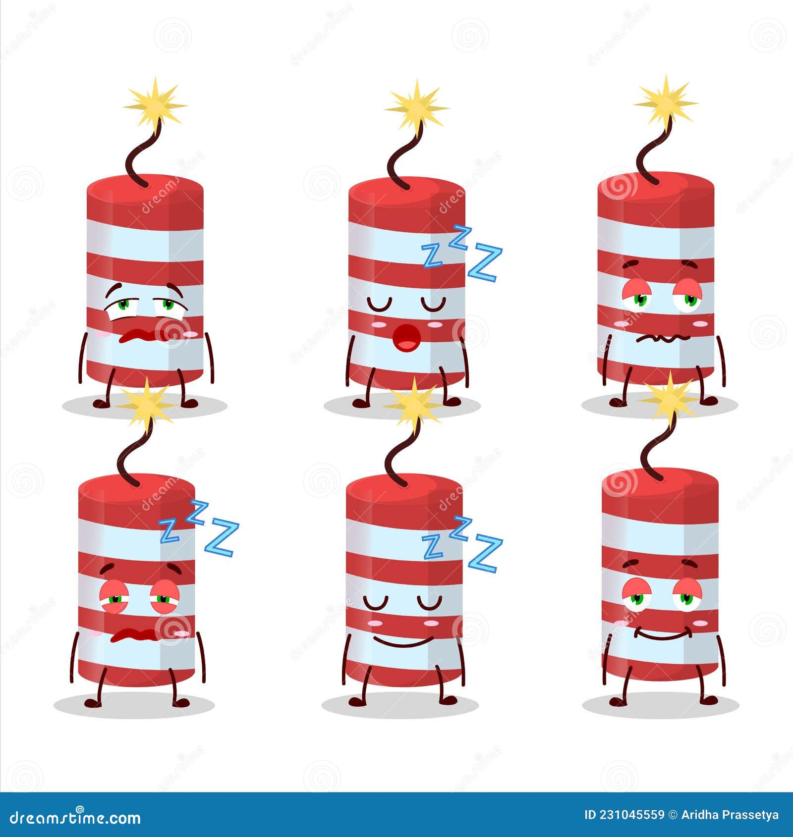 Cartoon Character of Red Firecracker with Sleepy Expression Stock ...