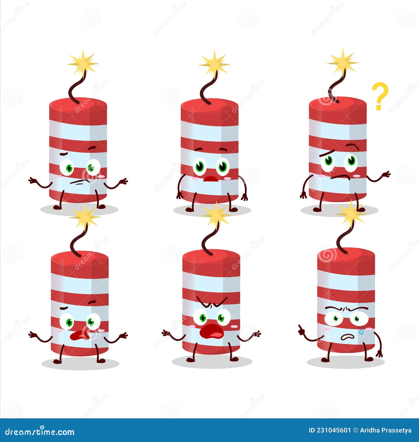 Cartoon Character of Red Firecracker with What Expression Stock Vector ...