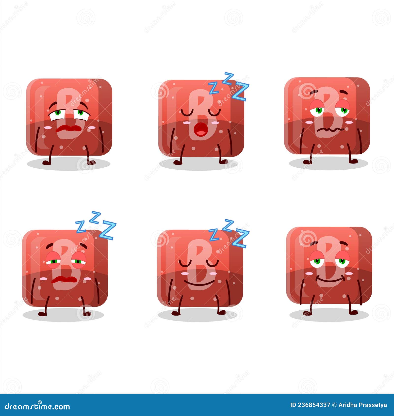 Cartoon Character of Red Gummy Candy B with Sleepy Expression Stock ...