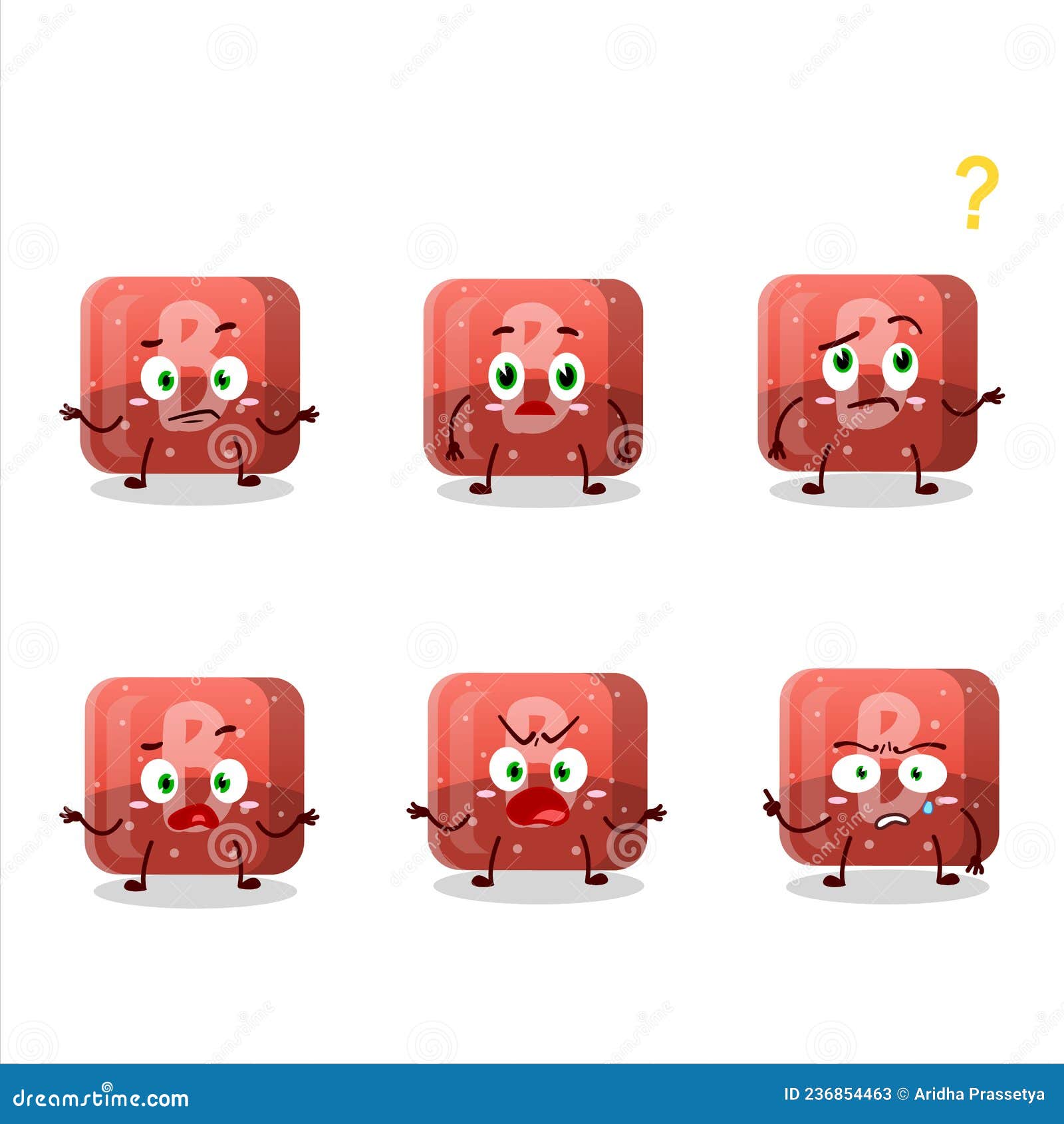 Cartoon Character of Red Gummy Candy B with What Expression Stock ...