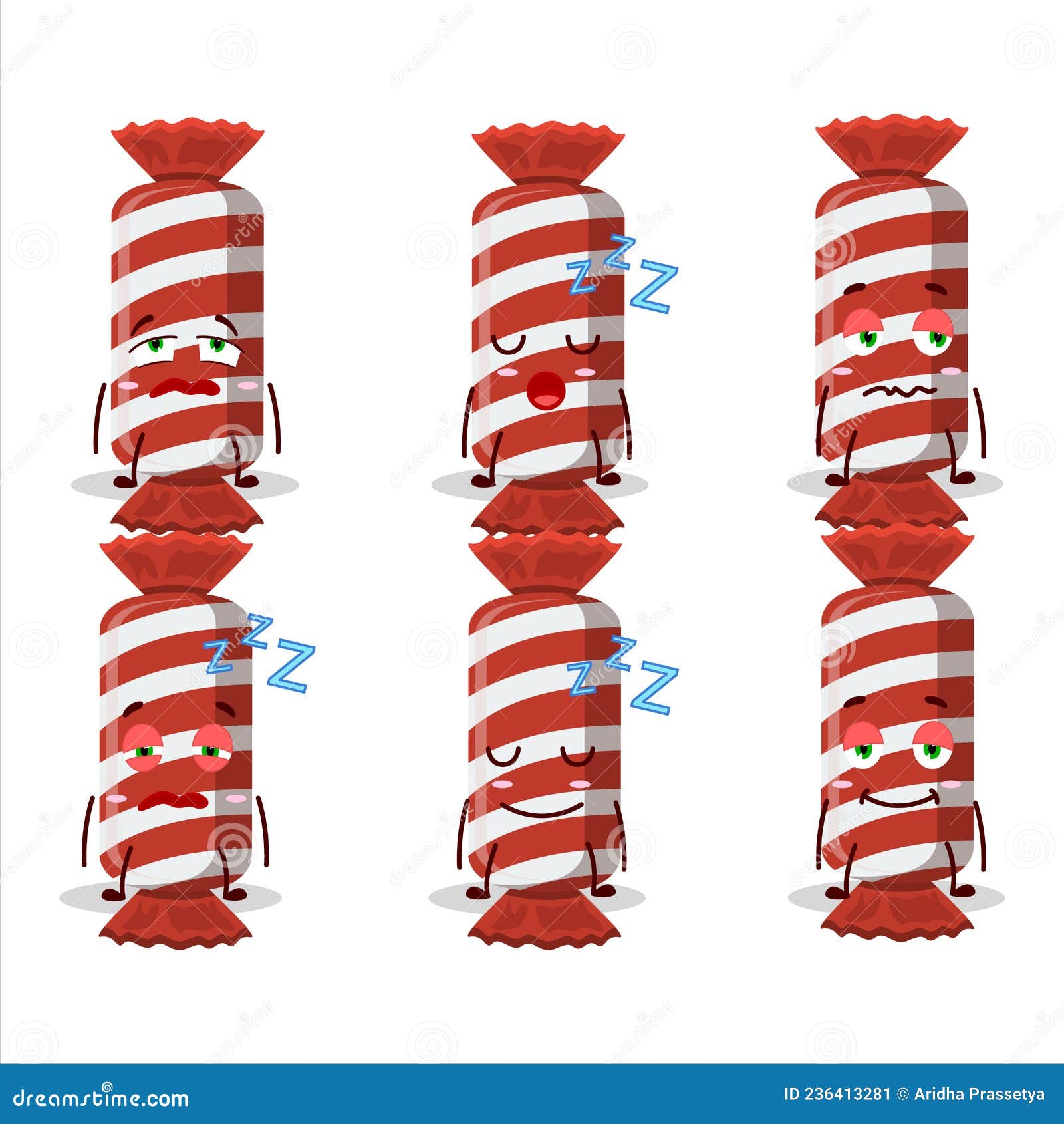 Cartoon Character of Red Long Candy Package with Sleepy Expression ...
