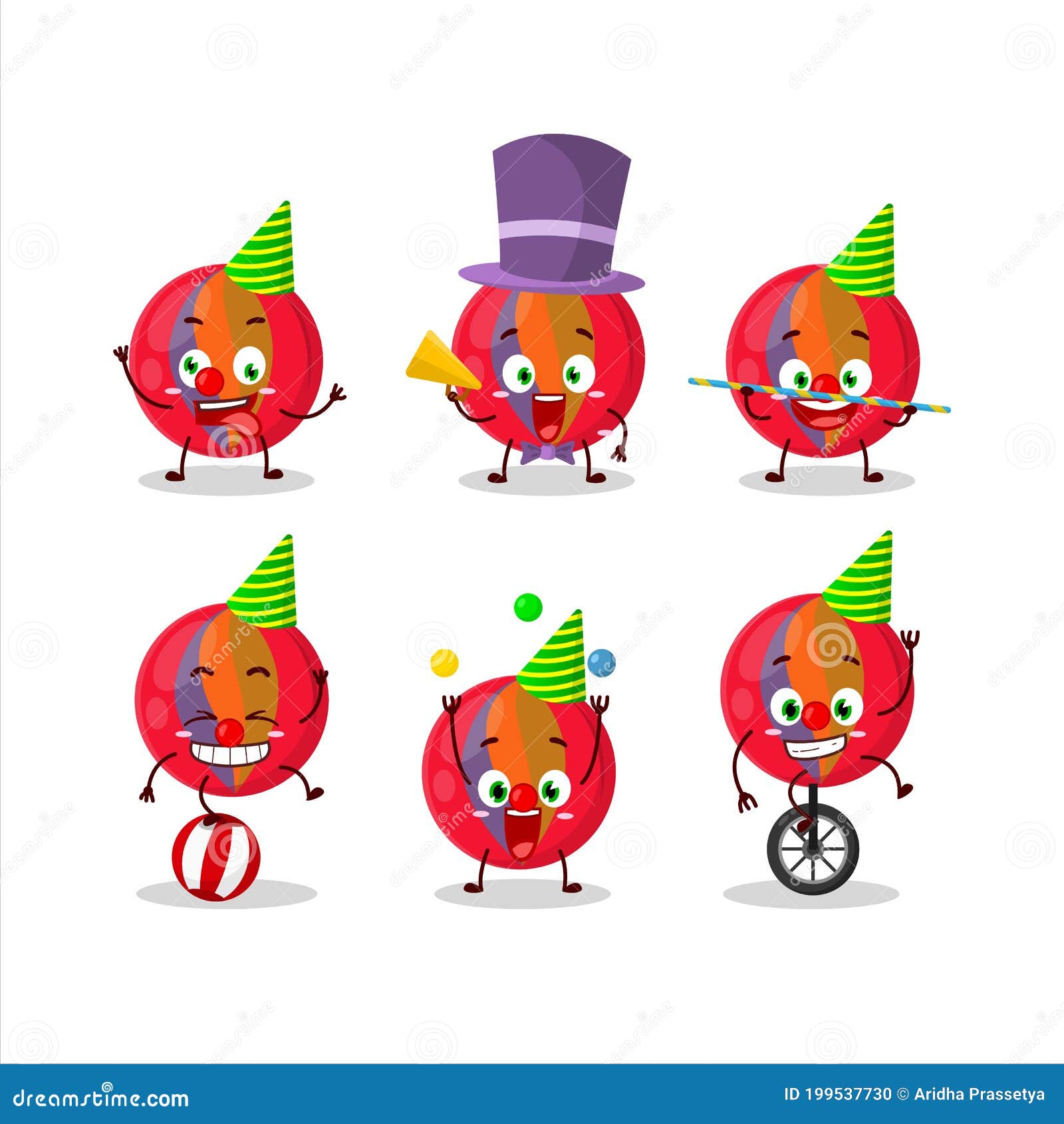 Cartoon Character of Red Marbles with Various Circus Shows Stock Vector ...