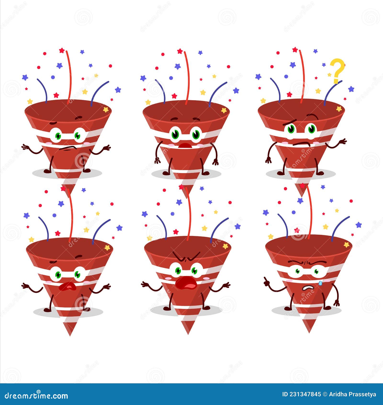 Cartoon Character of Red Party Popper with Confetti with What ...